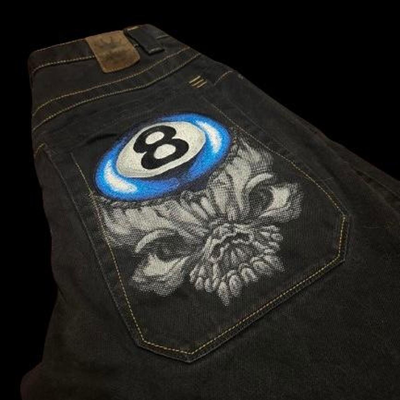 jnco 8ball skull jorts great condition, only see one... - Depop