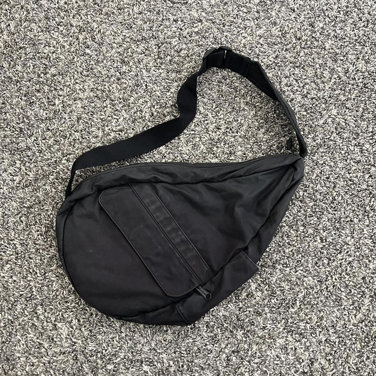 VTG LL Bean nylon messenger bag black w/ brown... - Depop