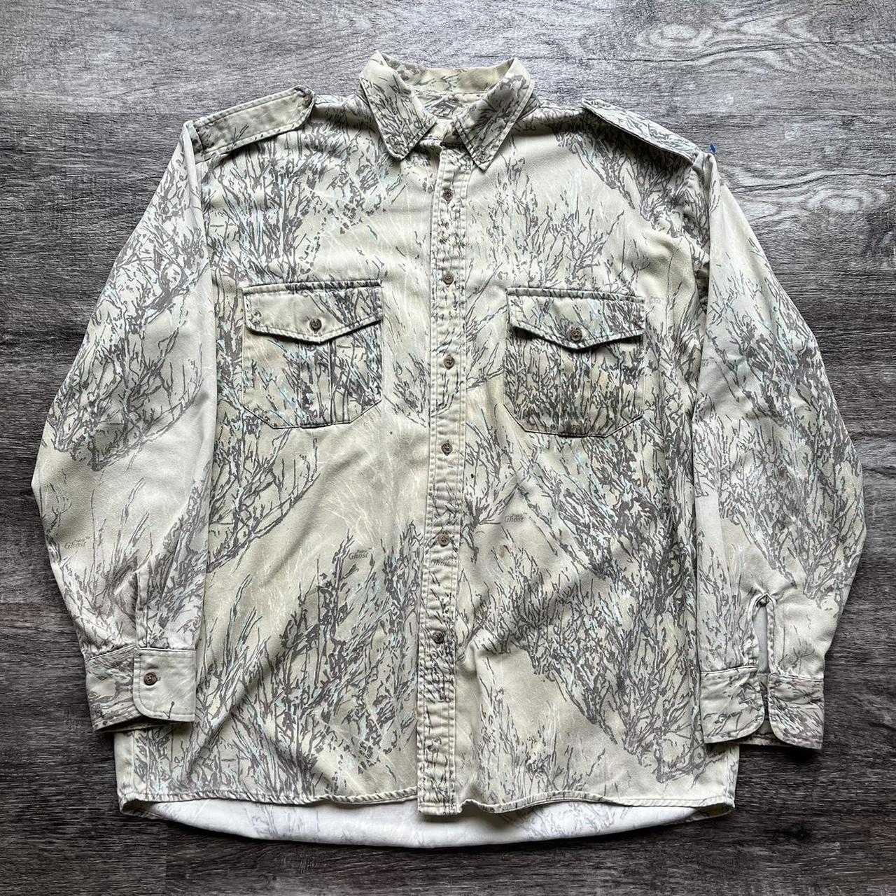 Vintage 80s prairie ghost camo button up... - Depop