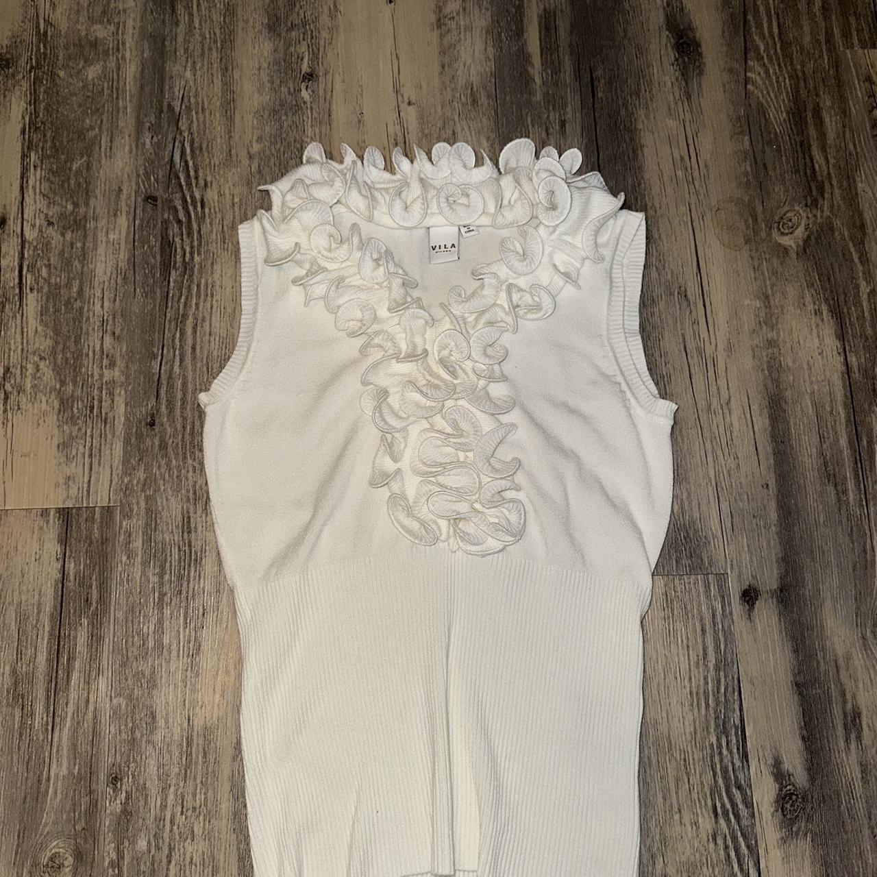 y2k white ruffle top - Depop