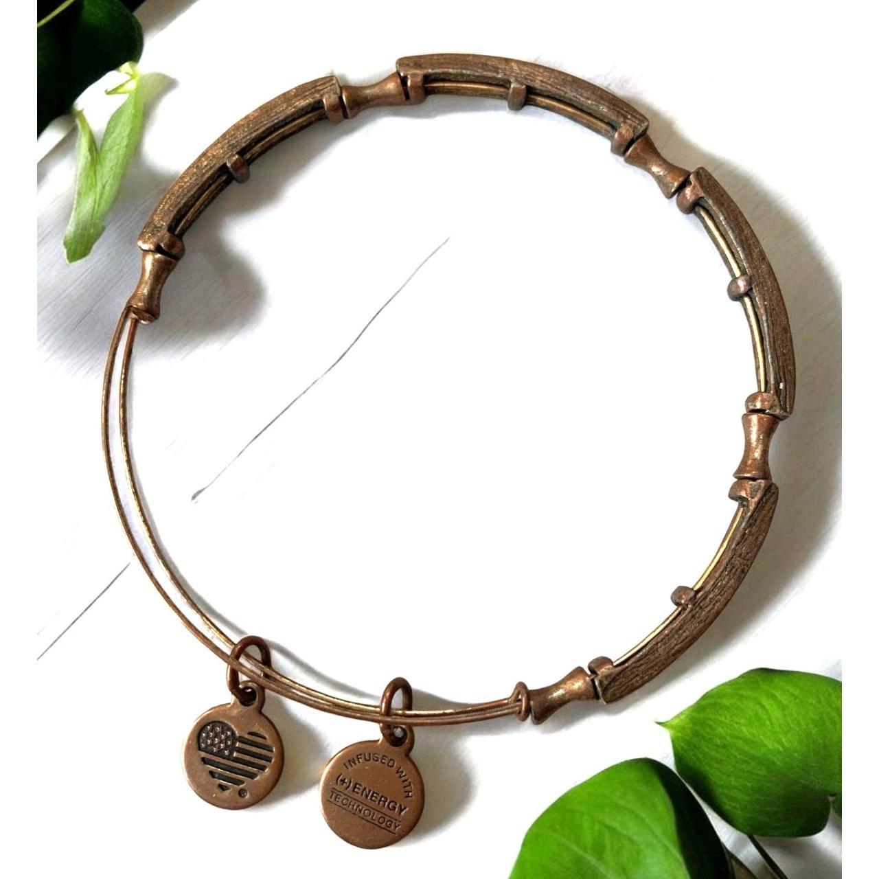 Alex and Ani Engraved Copper Tone Beaded Bracelet. Depop