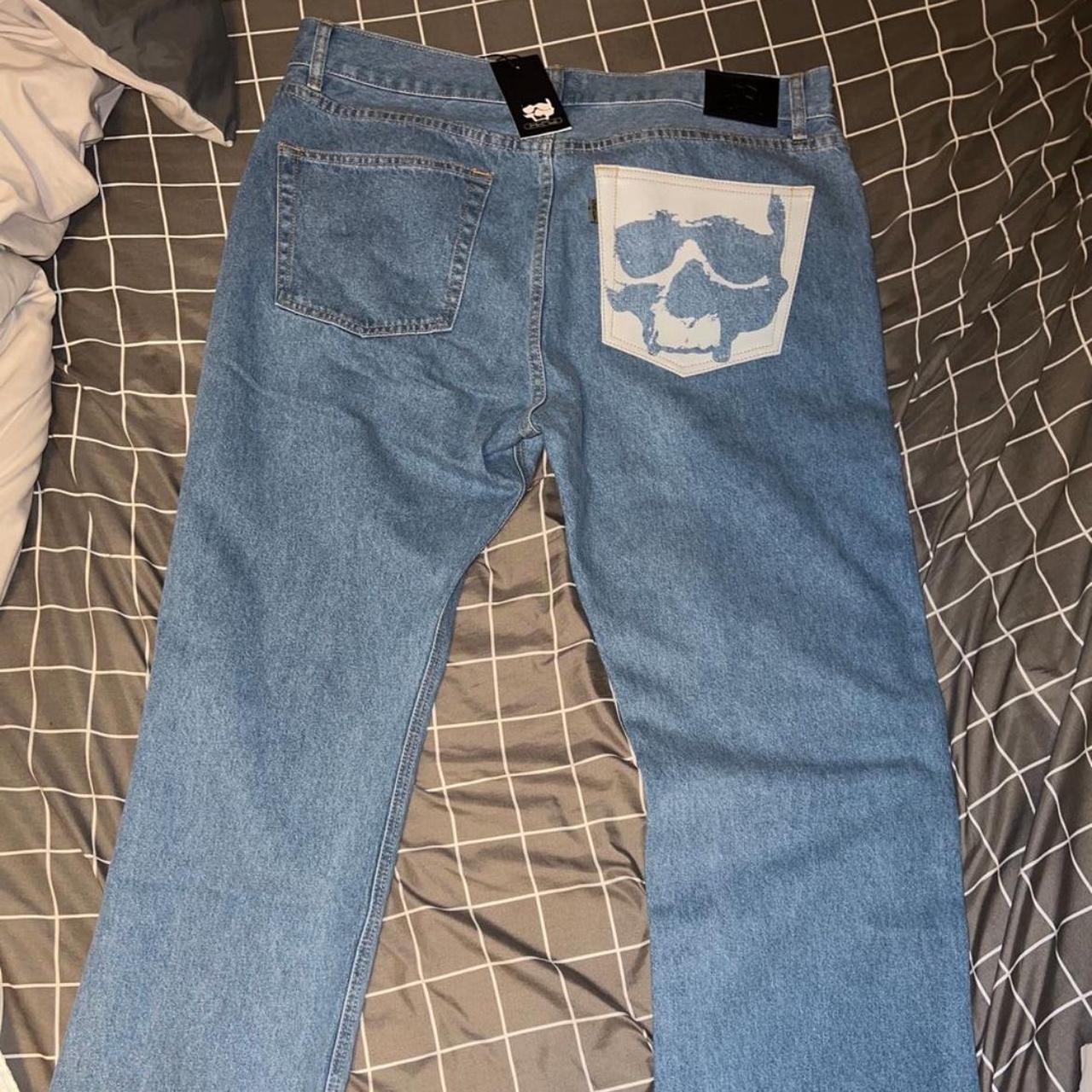 GREY59 SKULL VINTAGE BLUE JEANS SIZE: 36 #G59... | Depop
