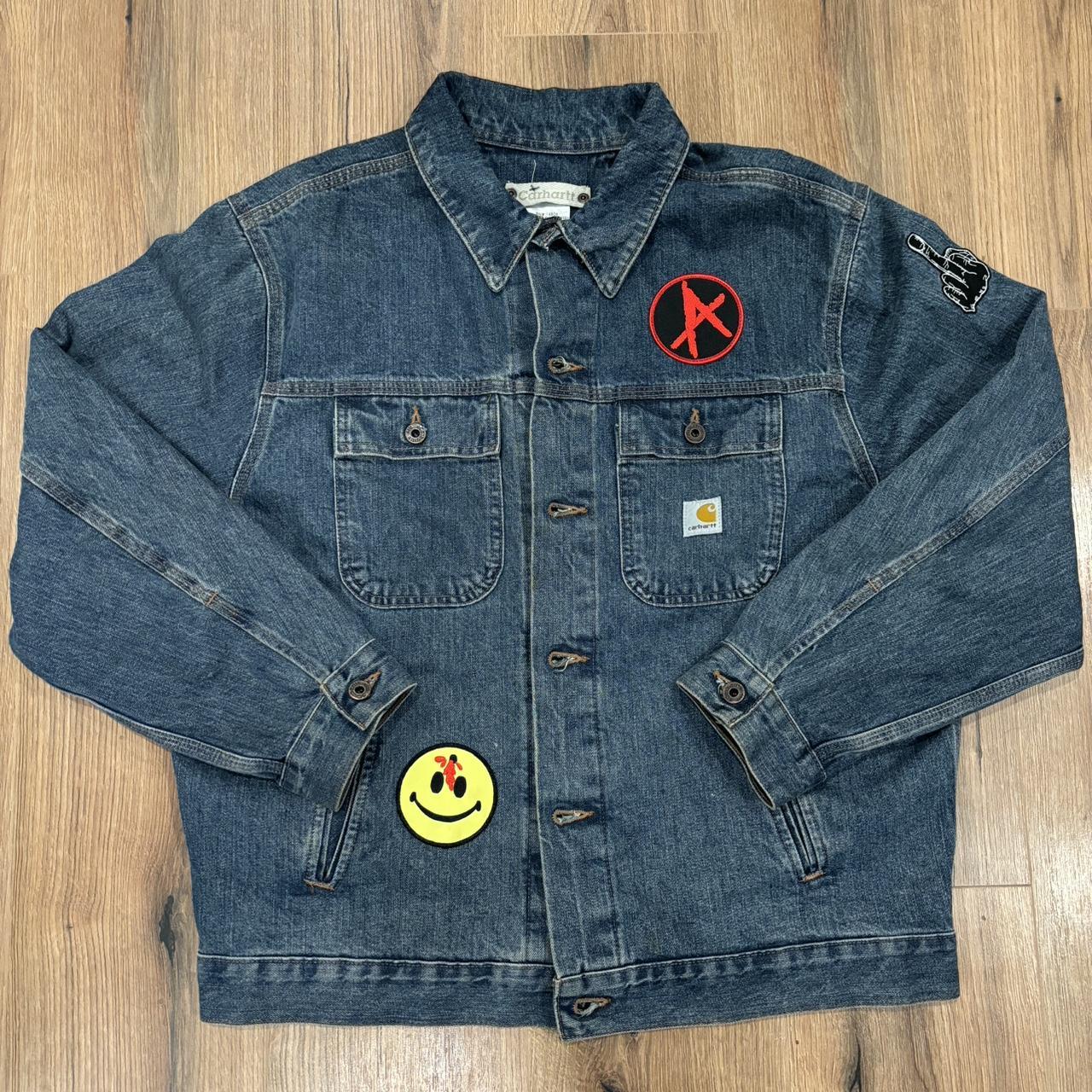 Carhartt denim jacket with patches #denimjacket | Depop