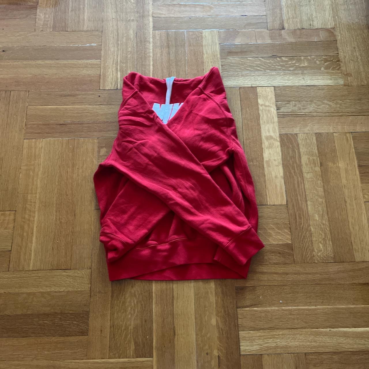 Red Nike Label hoodie size Medium - Depop