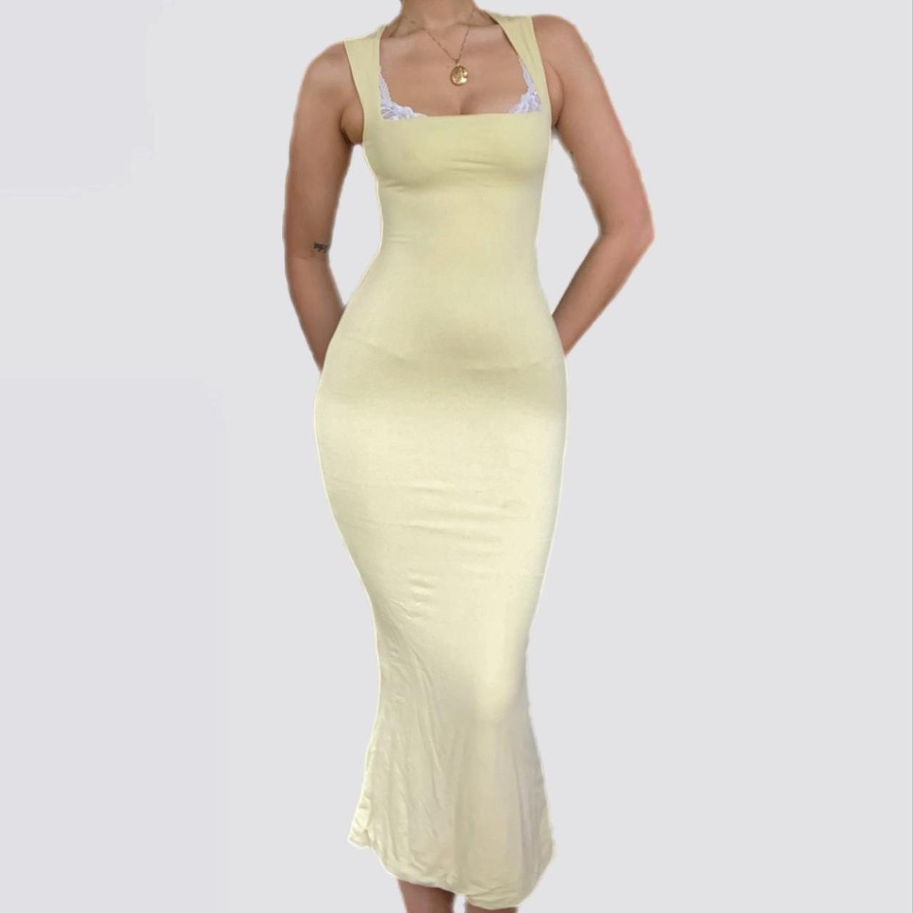 Pastel yellow oh Polly square neck maxi dress Only... - Depop