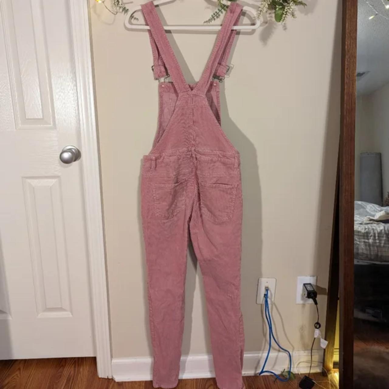 Forever 21 Pink Corduroy Overalls with front and... - Depop