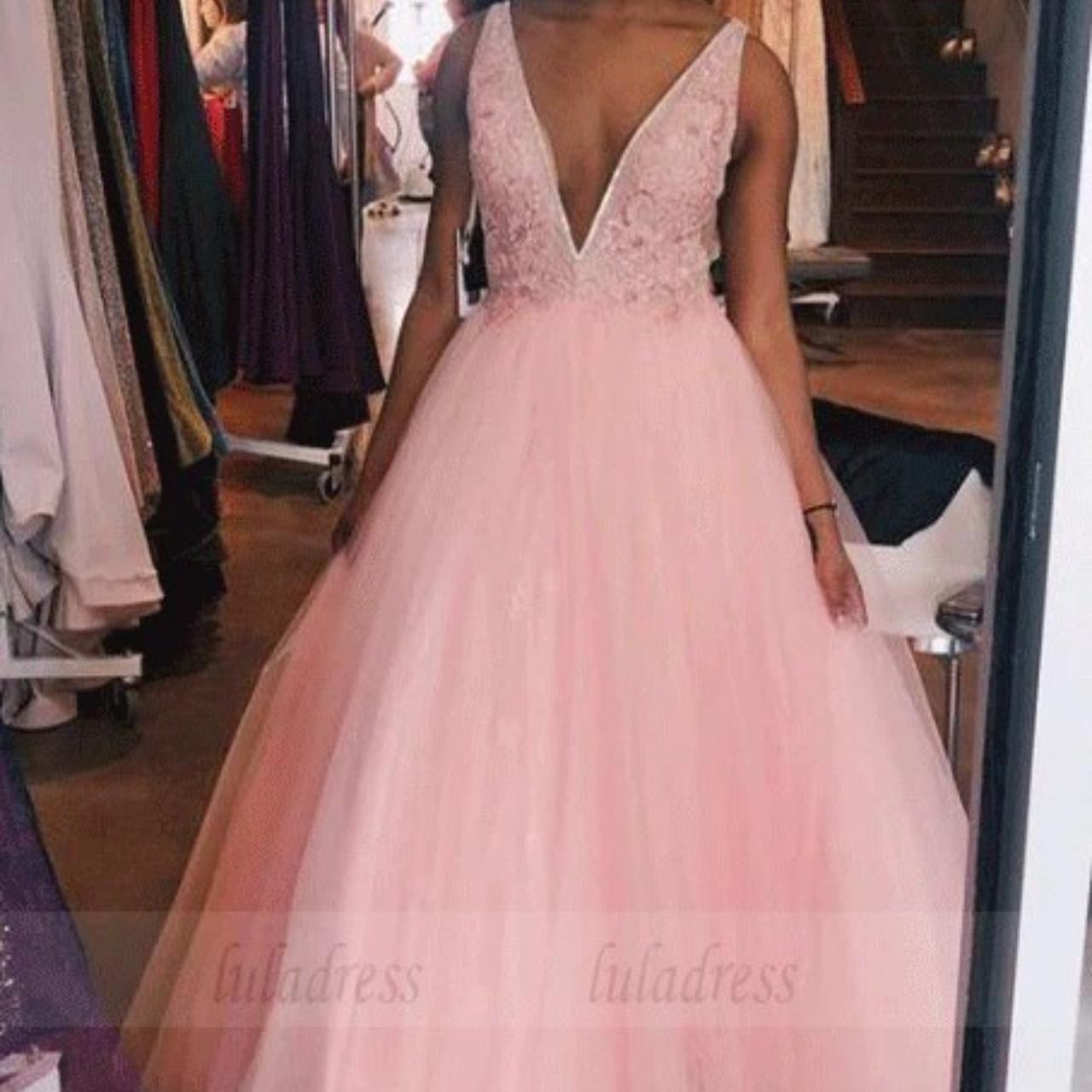 Terani Couture Sleeveless Deep V neckline prom... - Depop