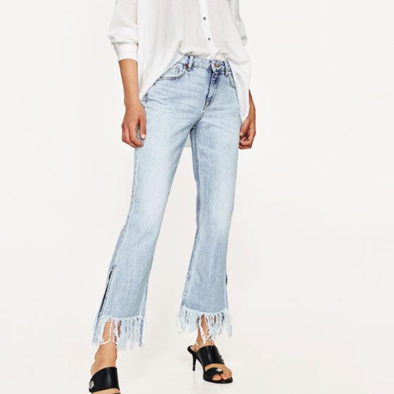 ZARA Fringe Light Wash Denim ZARA Basic Denim, light... - Depop