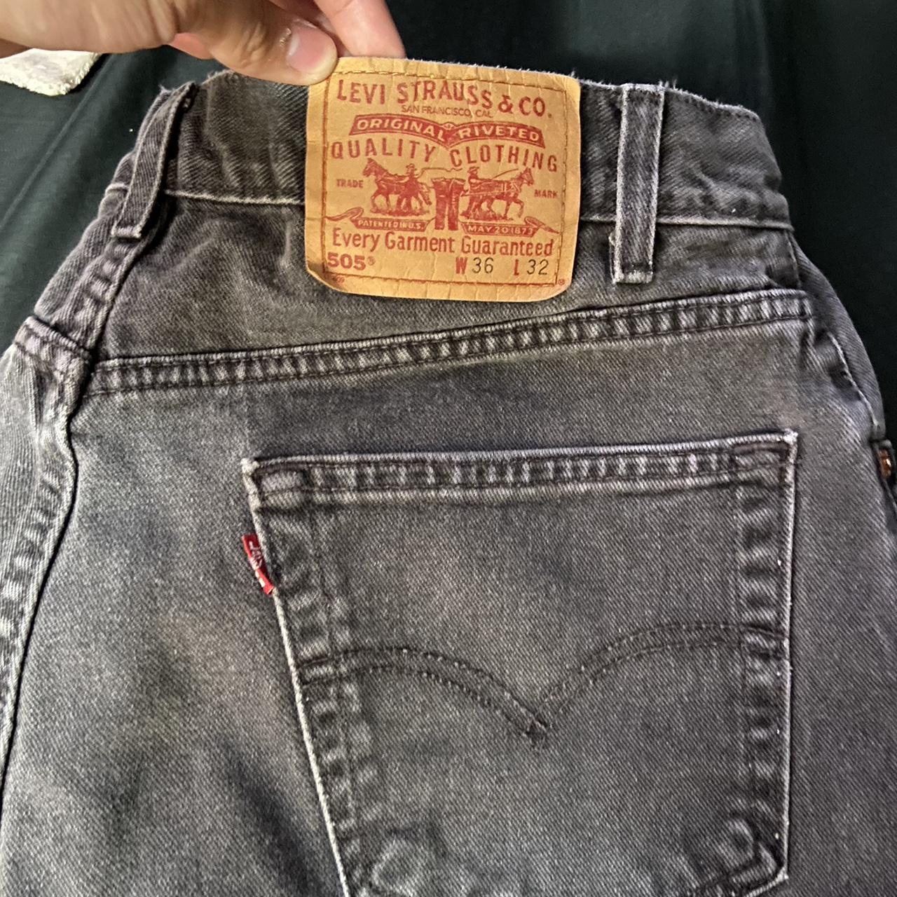 90s Levi’s black denim jeans Minor stain on left... - Depop