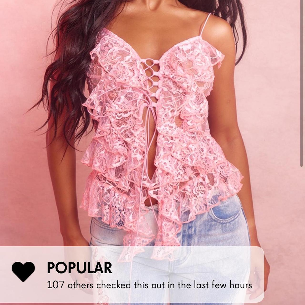 Sold out plt lace ruffle top only worn for a few... - Depop
