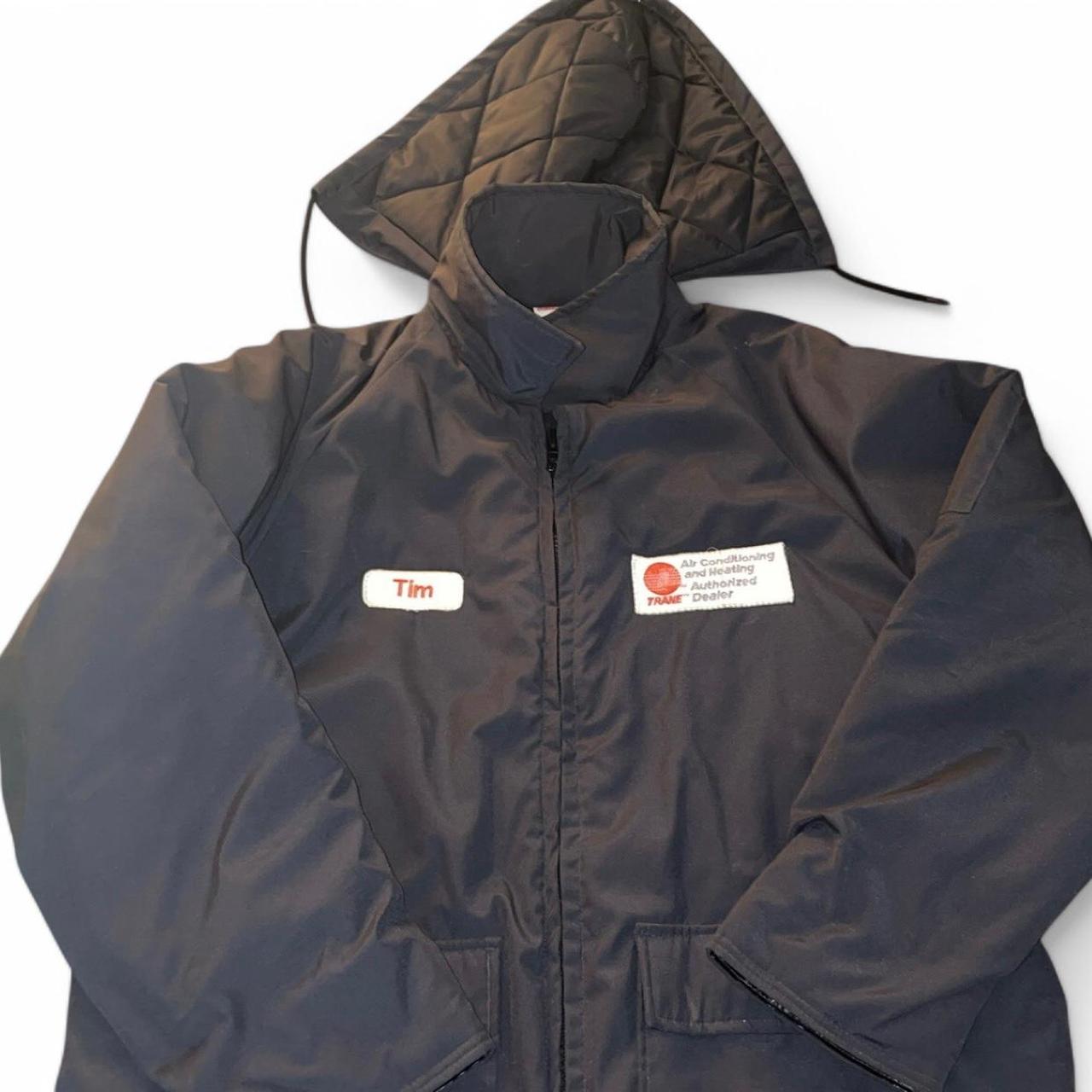 Vintage work jacket with hood. Made in USA. Trane... | Depop