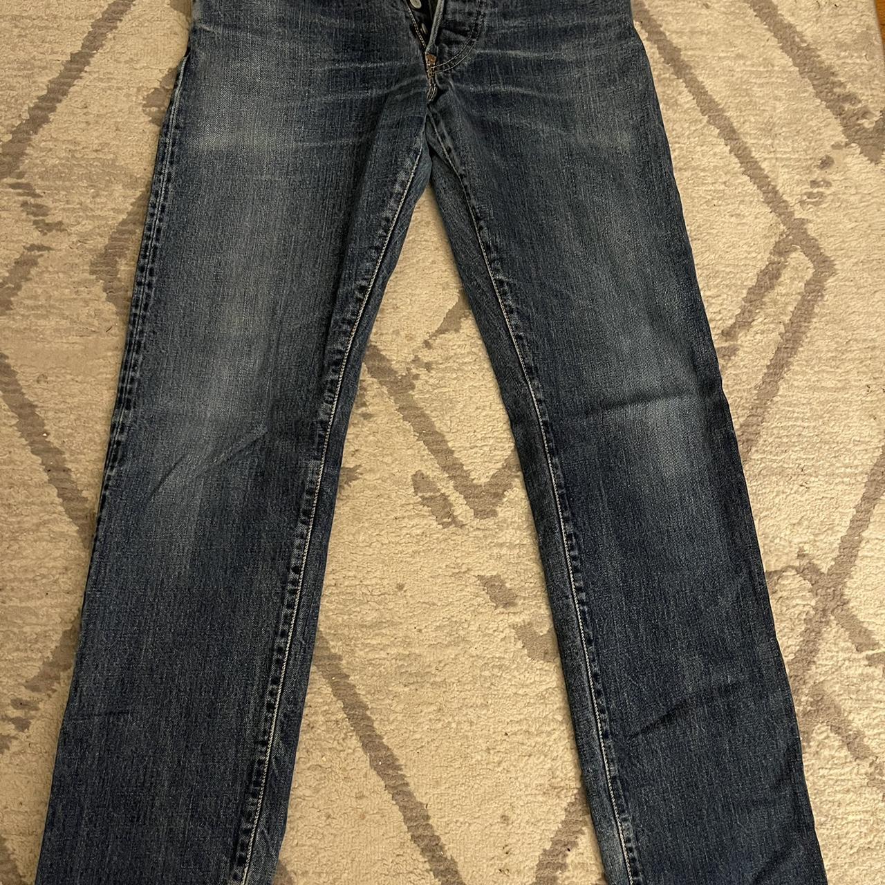 Evisu jeans dark blue wash size 30x35 nice slim fit - Depop