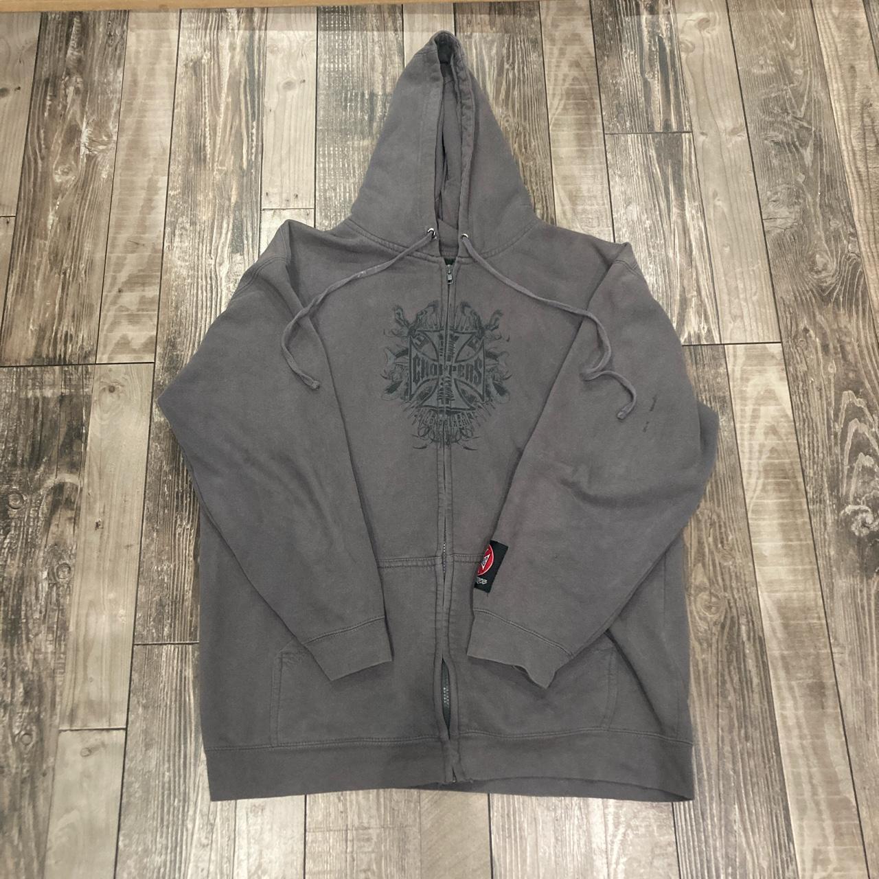 Y2K Jesse James West Coast Choppers Grey Emo Zip... - Depop
