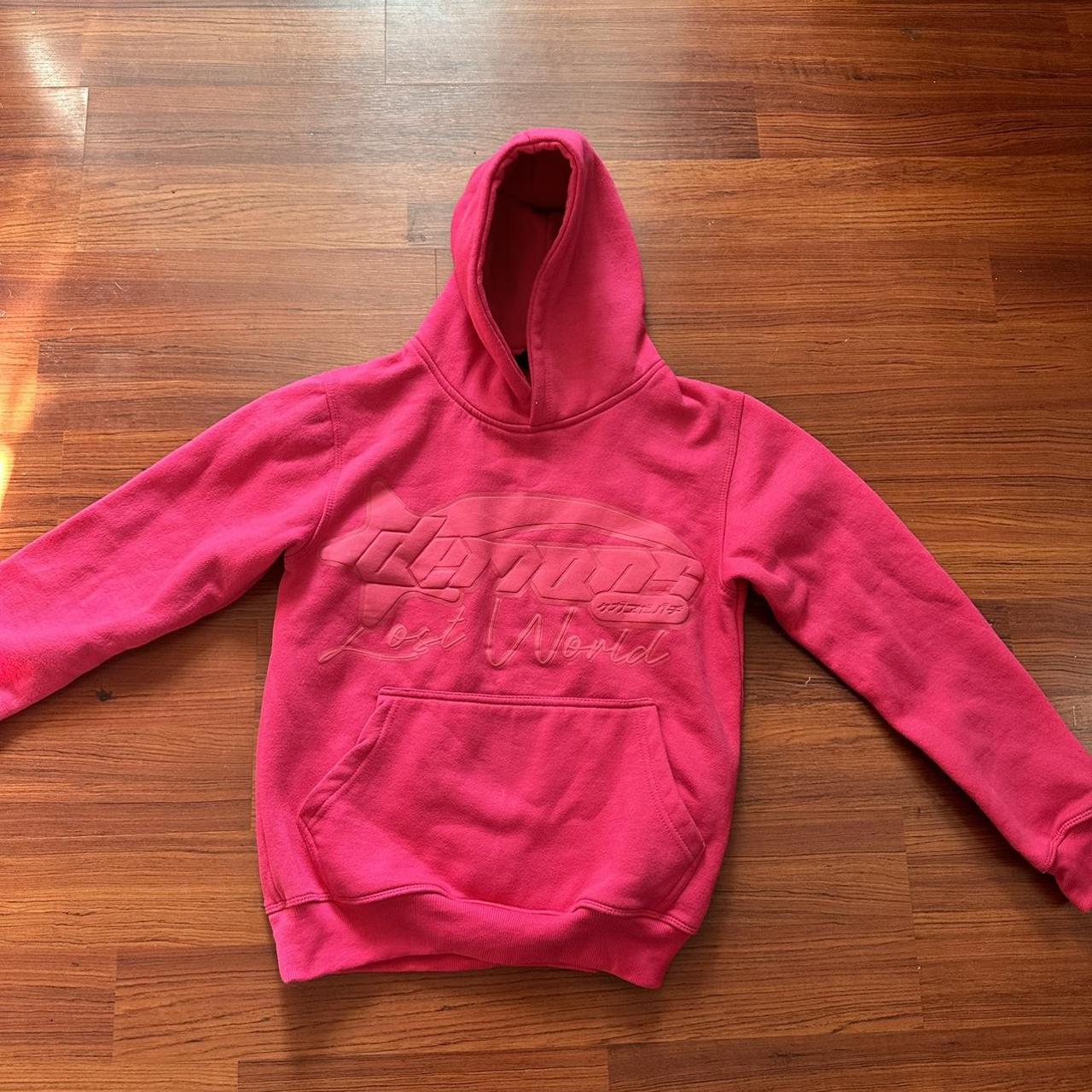 HOT PINK DEMONS BASEMENT HOODIE - Depop