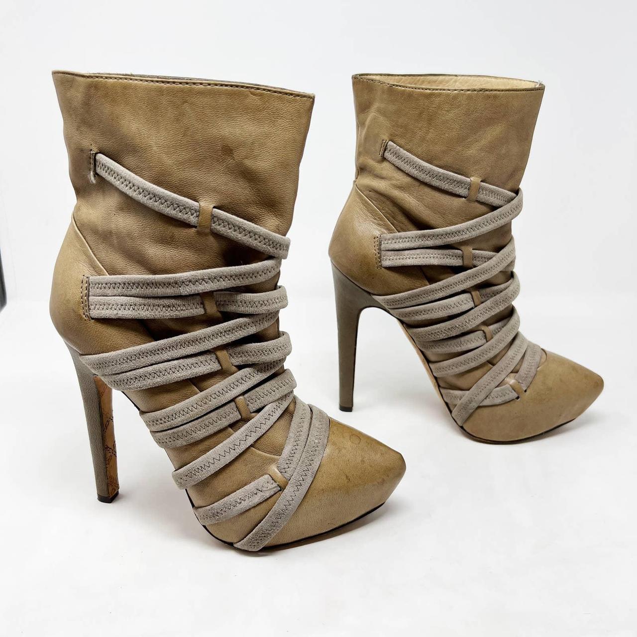 L.A.M.B. Sz 7 Pipette Leather Strappy Pointed Toe... - Depop