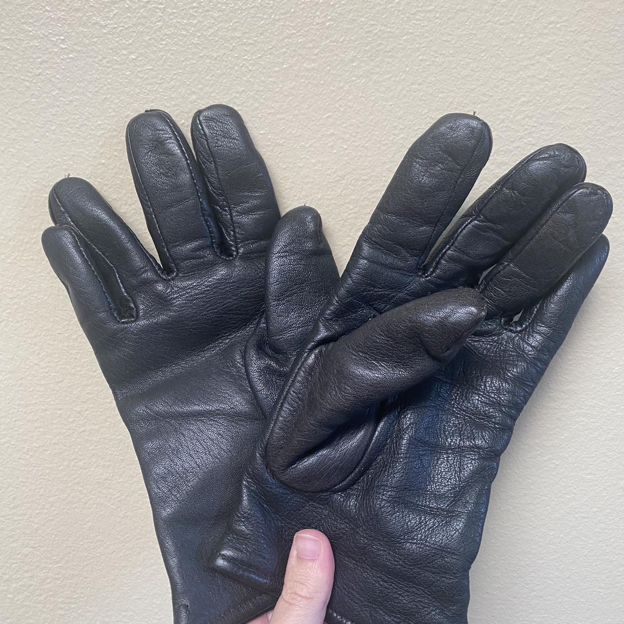 Black leather military dress gloves. Wool lined.... - Depop