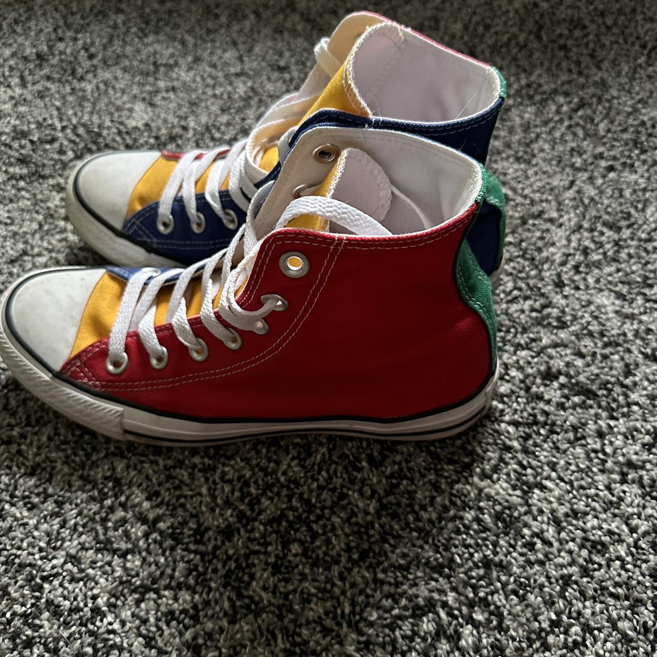 converse: solid primary color blocks worn... - Depop