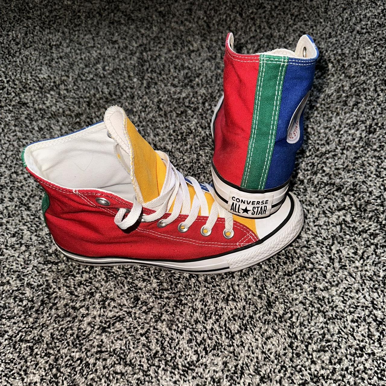 converse: solid primary color blocks worn... - Depop