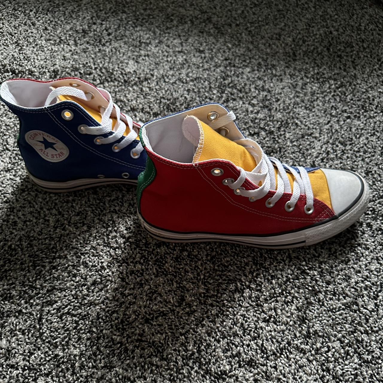 converse: solid primary color blocks worn... - Depop