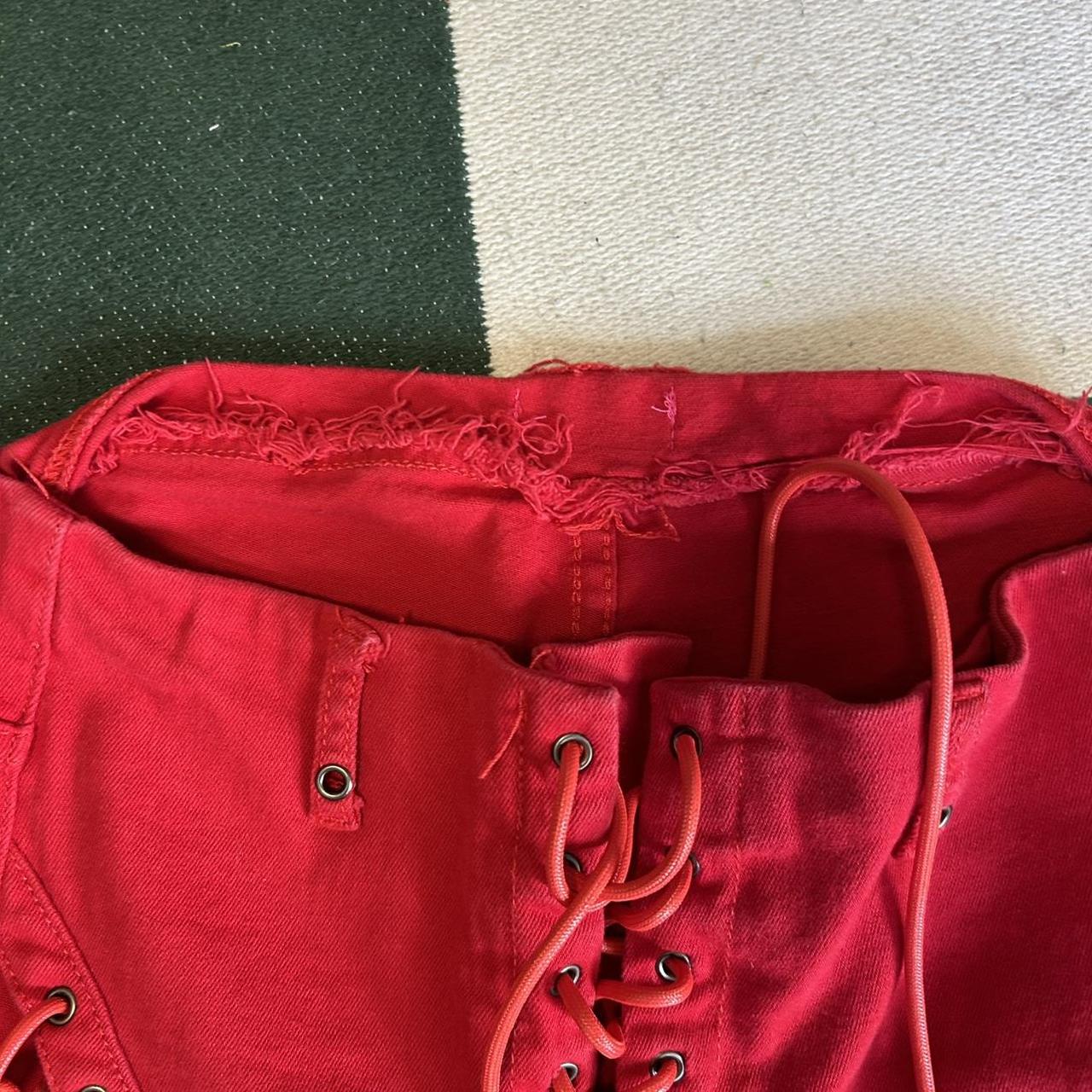 Edikted red lace up pants, sooo cute just not my... - Depop