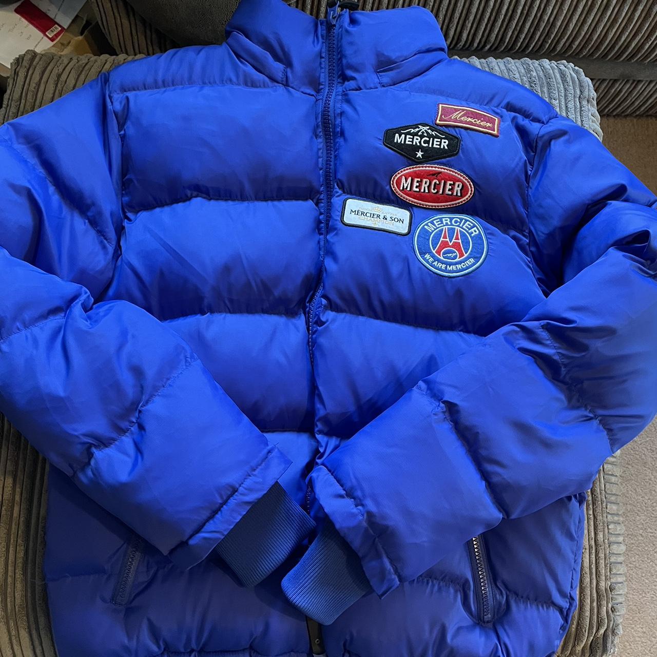 Mercier Blue puffer Detachable hood Only worn once... - Depop