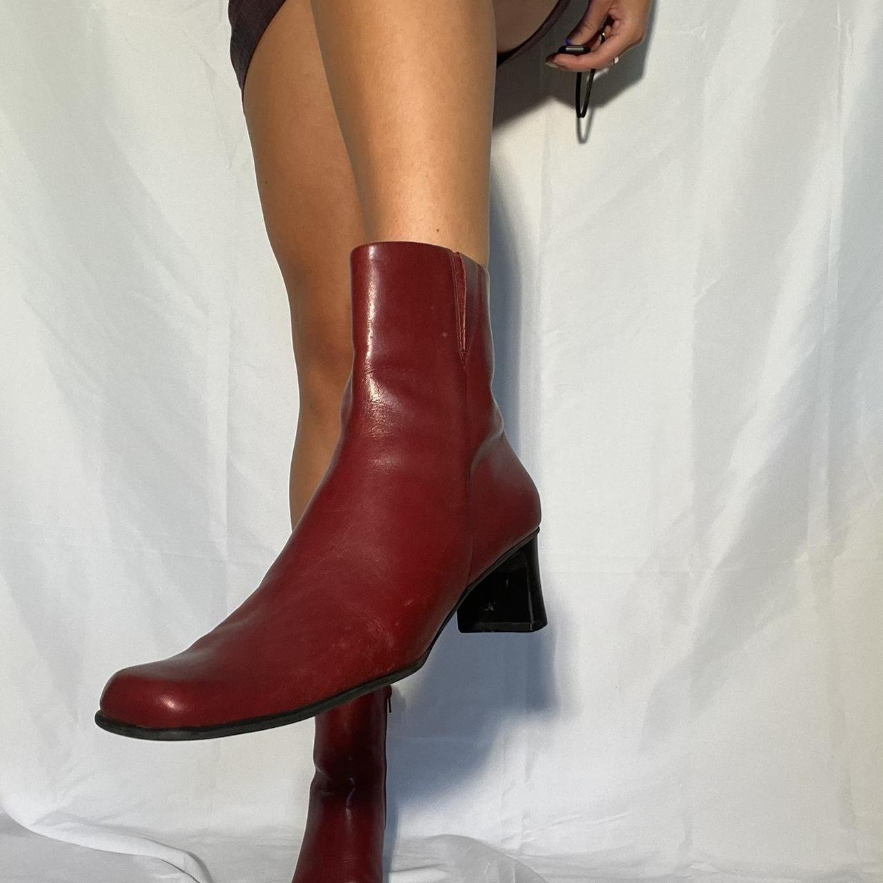 Vintage Diba Leather Booties Super stylish red... - Depop