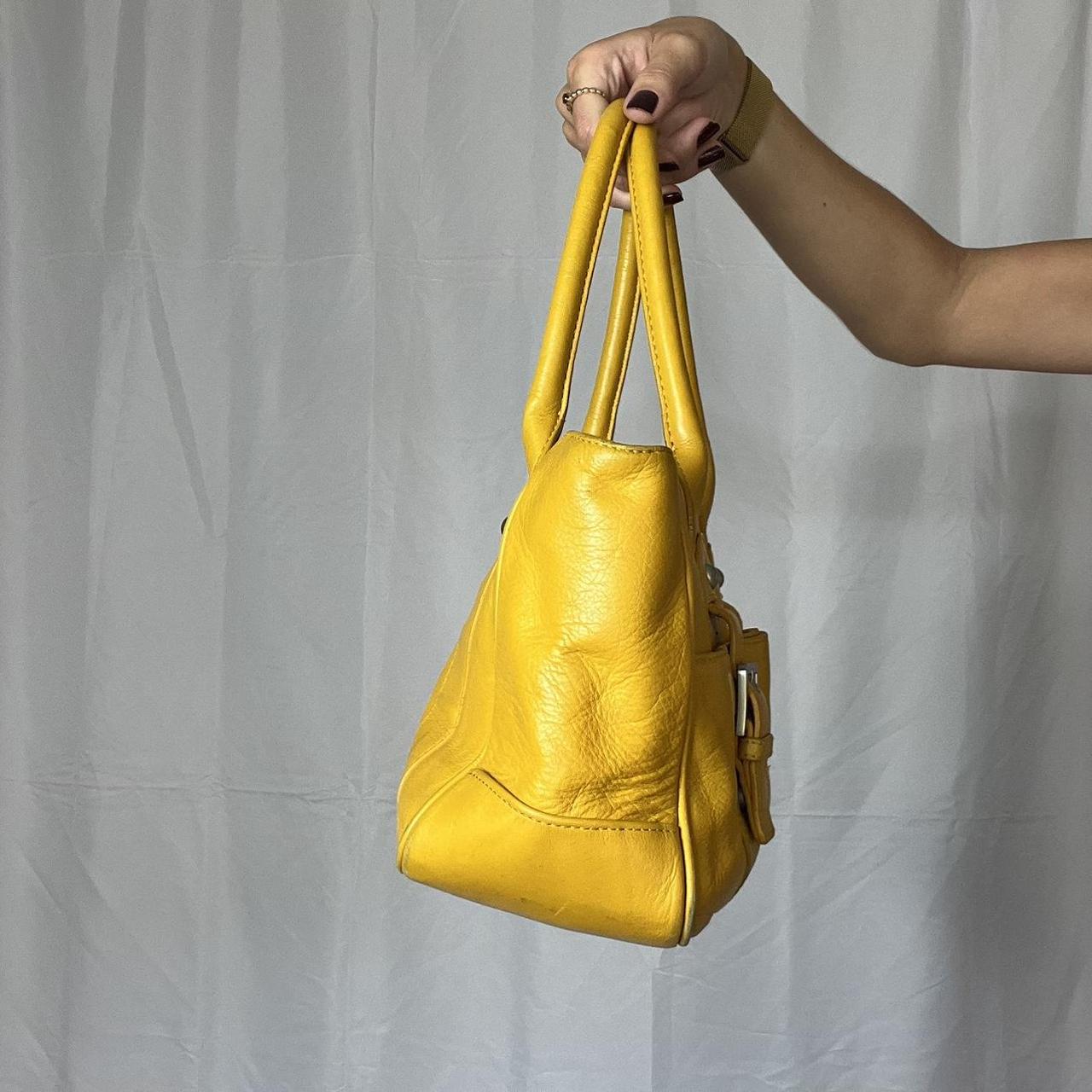100% Leather Sachel/Handbag The cutest yellow hand... - Depop