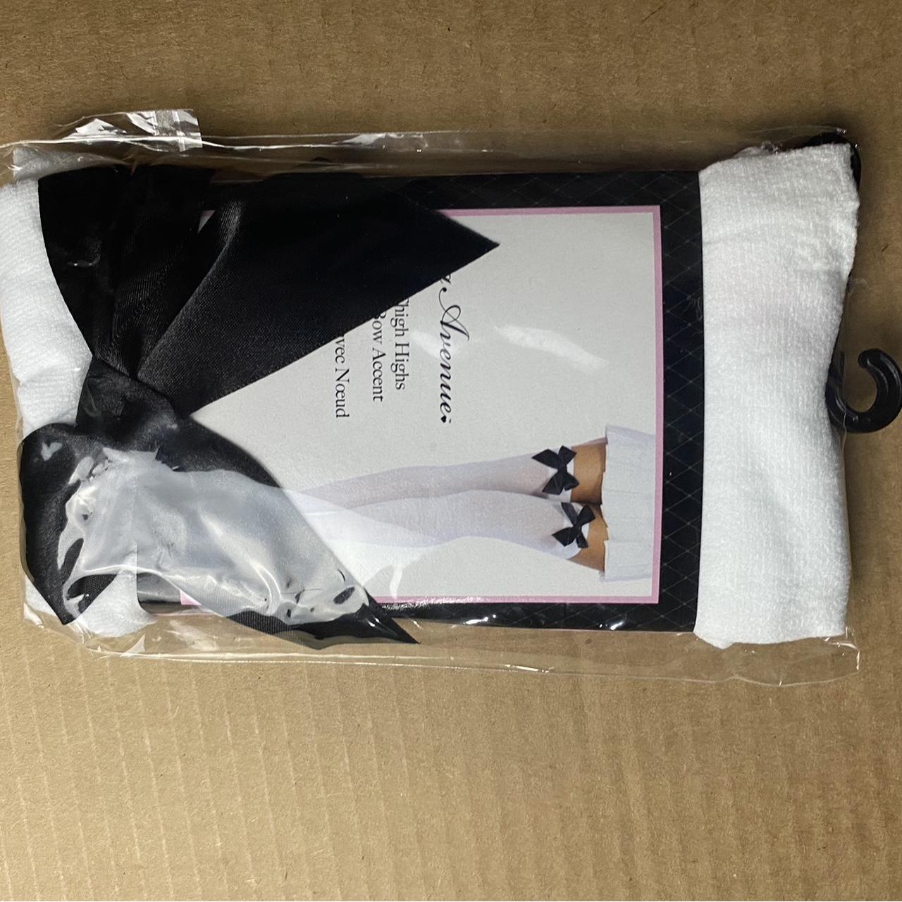 thigh high ribbon socks white opaque thigh... - Depop