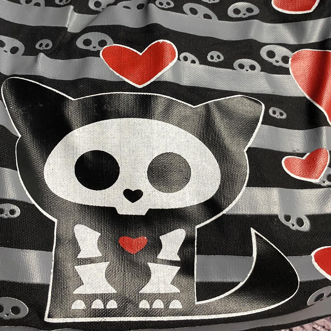 2000s skelanimals cat tote bag gray and black... - Depop