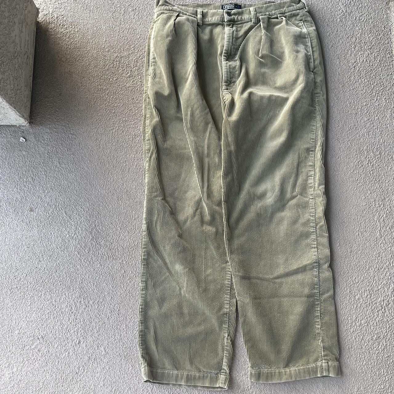 polo ralph lauren corduroy pants greenish beige... - Depop