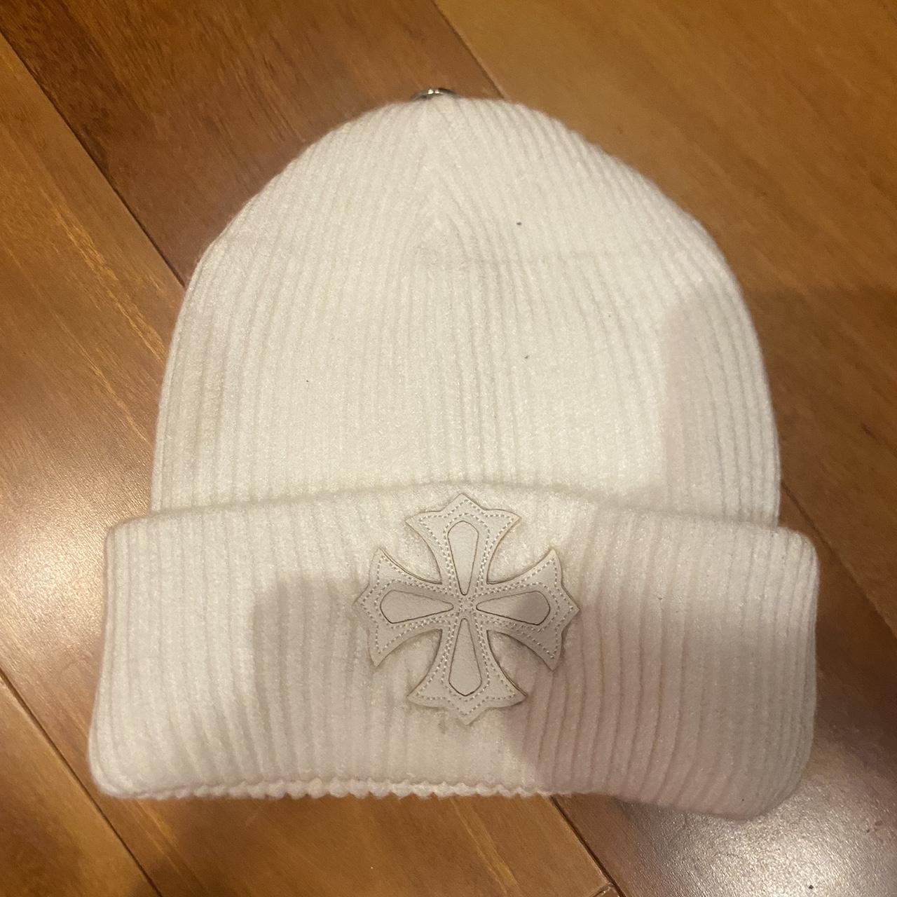 Chrome Heart Beanie White - Depop