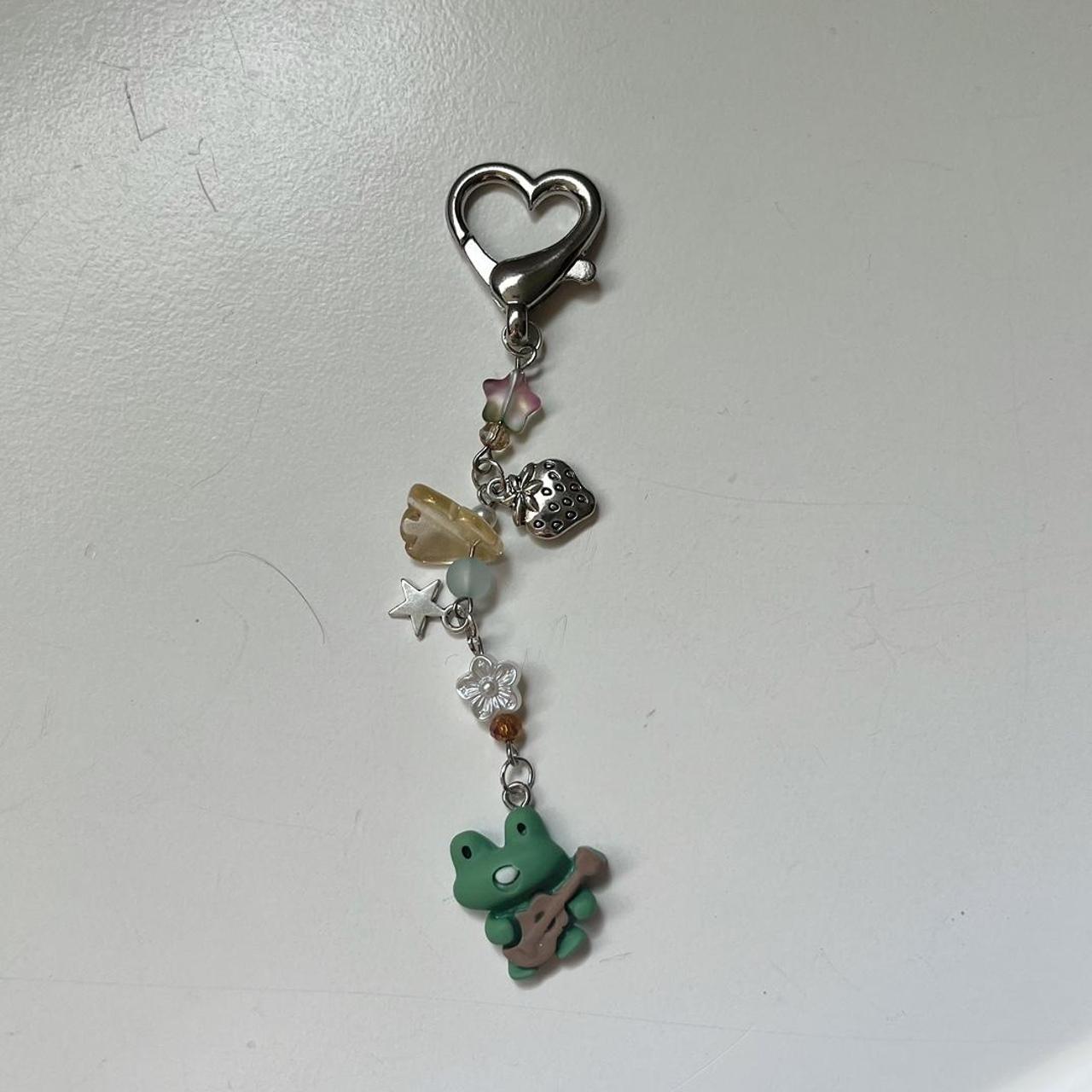 handmade frog playing banjo keychain with heart clasp🐸 - Depop