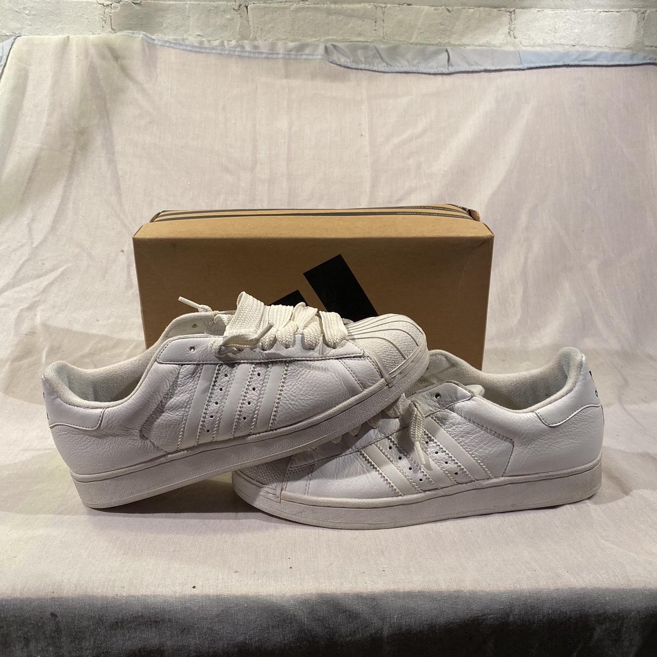 All white shell toes, worn a few times, with box.... - Depop