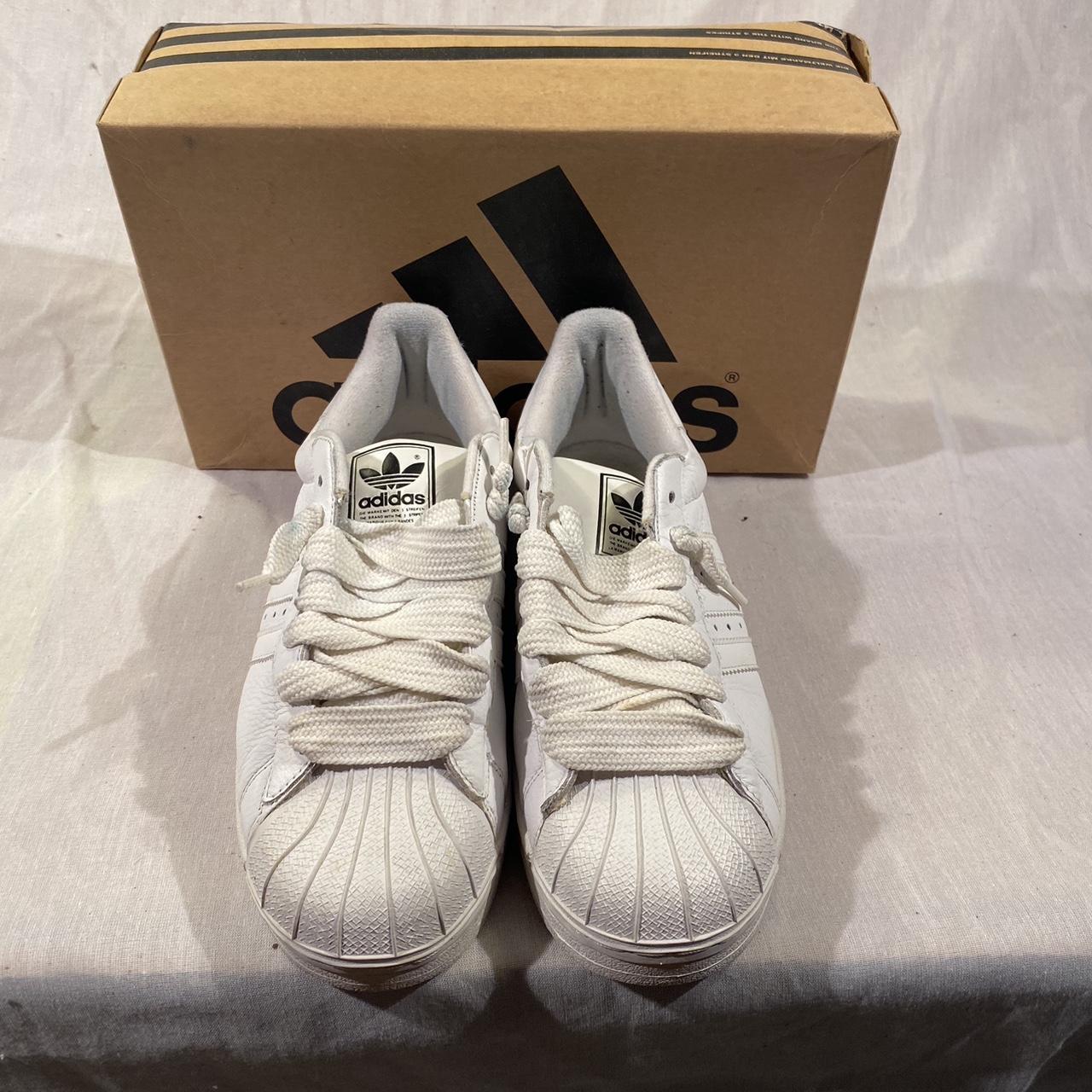 All white shell toes, worn a few times, with box.... - Depop