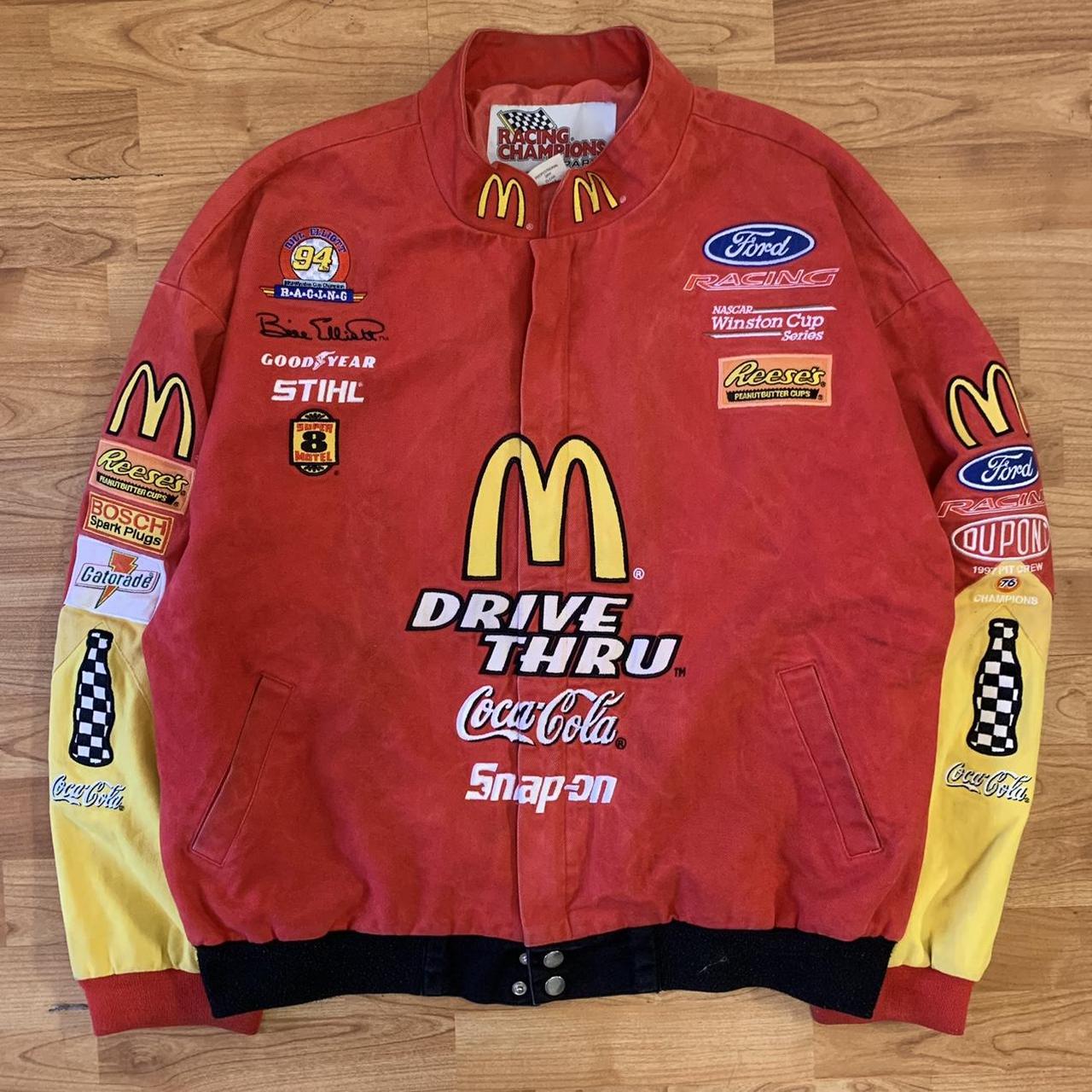 NASCAR Men's Red and Yellow Jacket | Depop