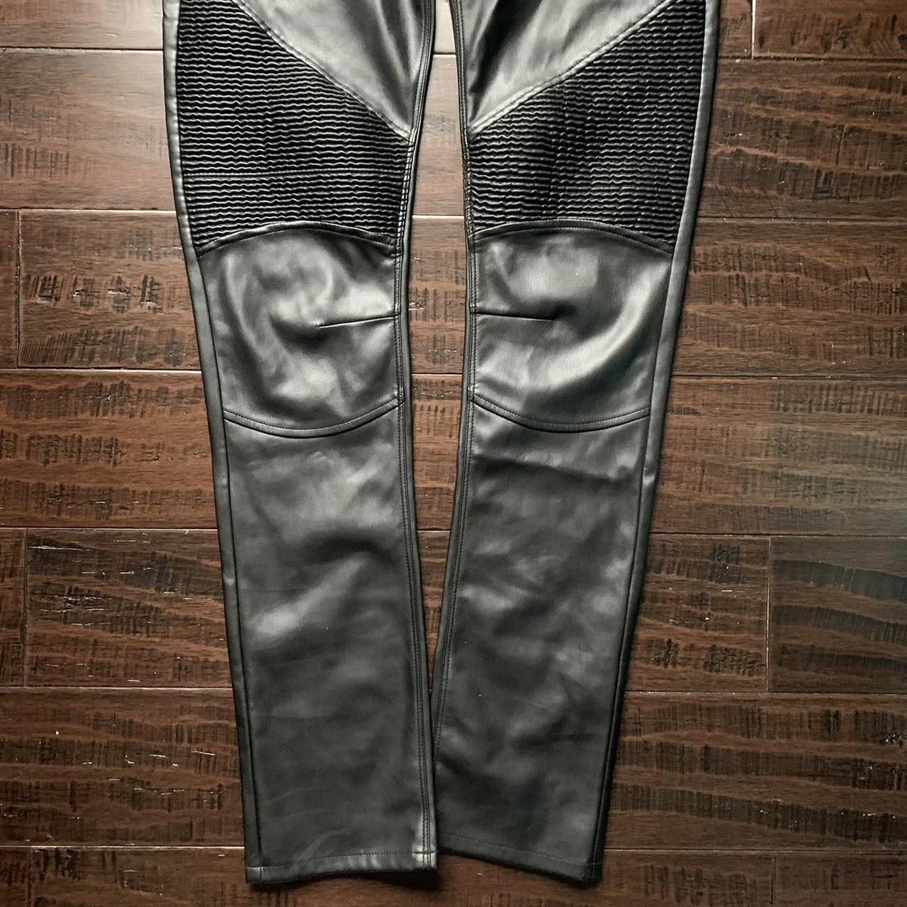 RTA faux leather biker jeans 16 inch waist these... - Depop