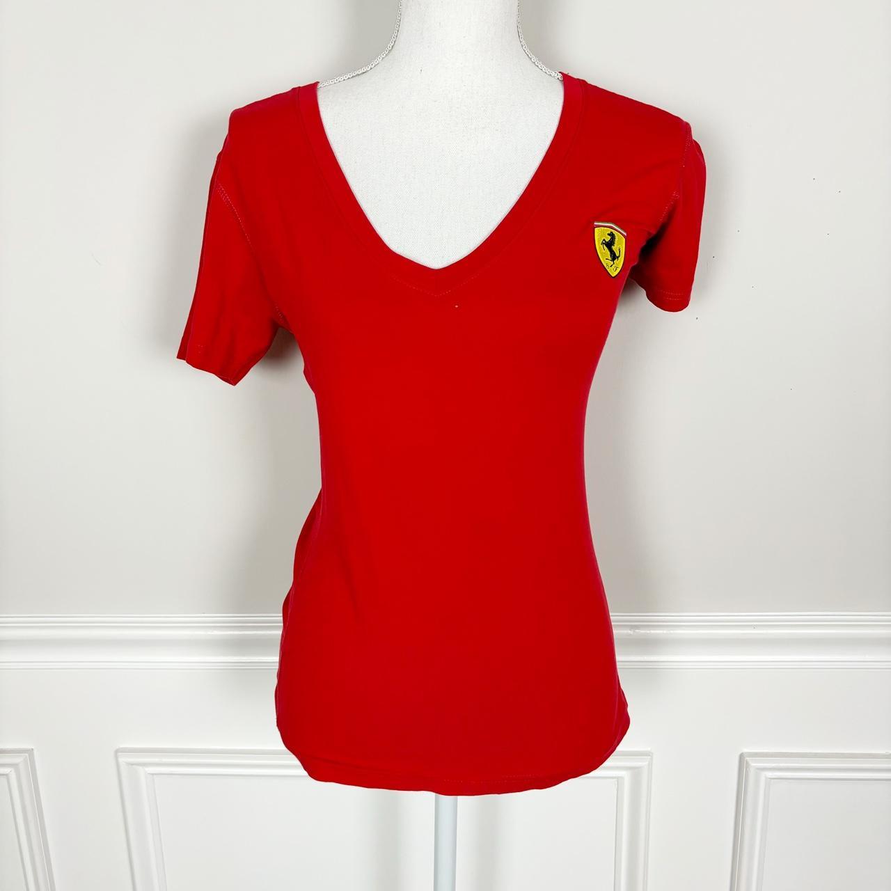 Y2K Ferrari red v neck Tee - Depop