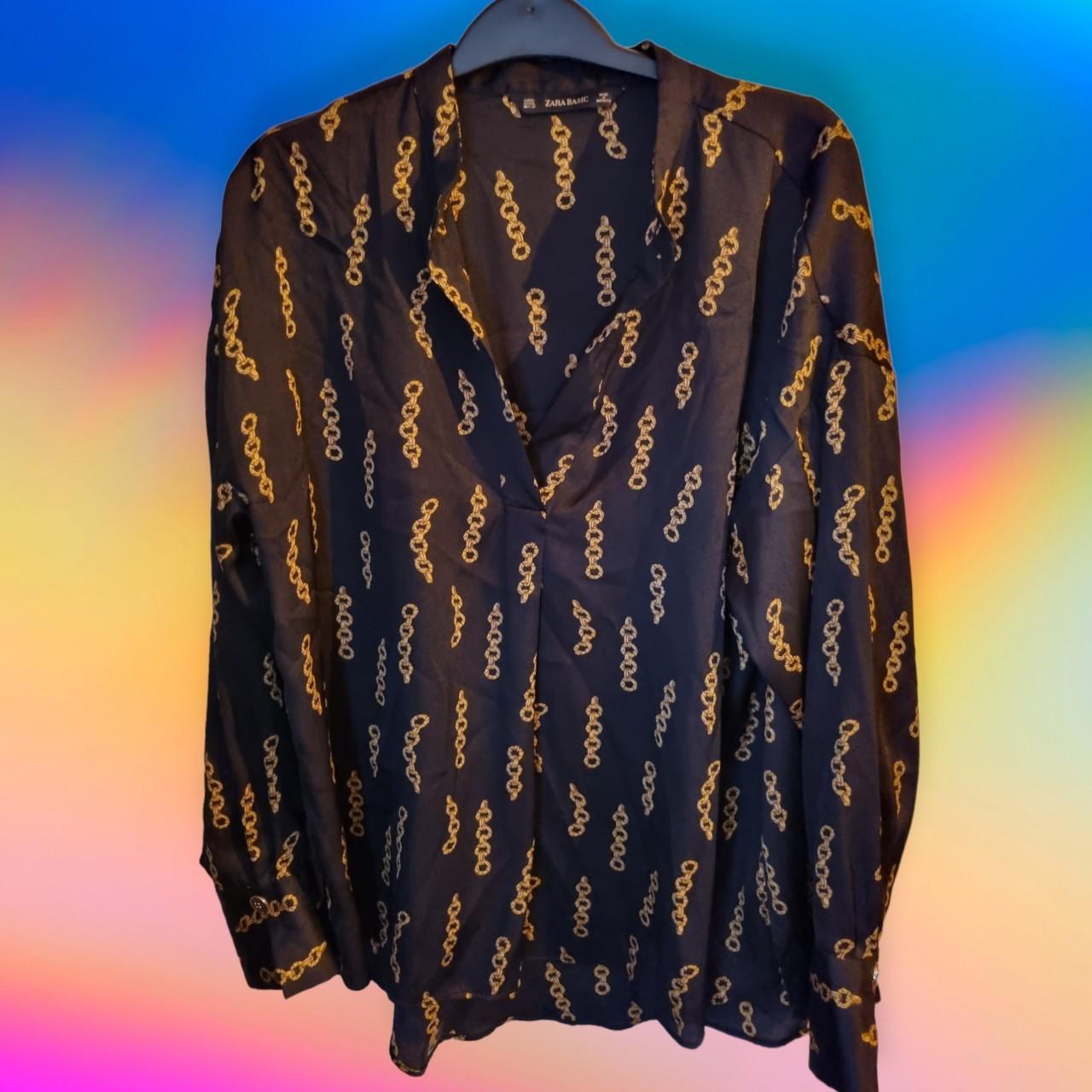Zara Women's Black and Gold Shirt | Depop