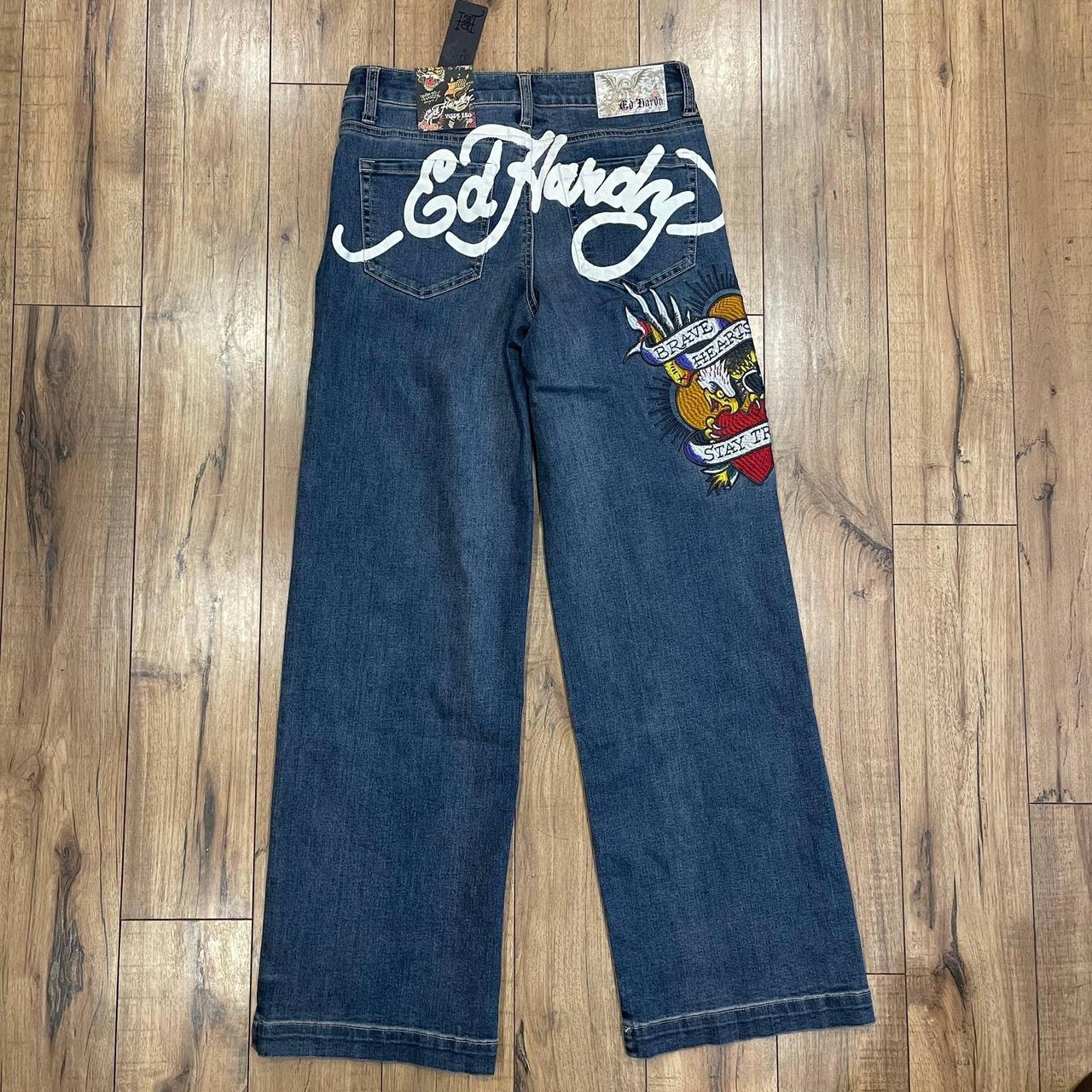 ED HARDY 32 BRAVE EAGLE WIDE LEG JEAN Size:... - Depop