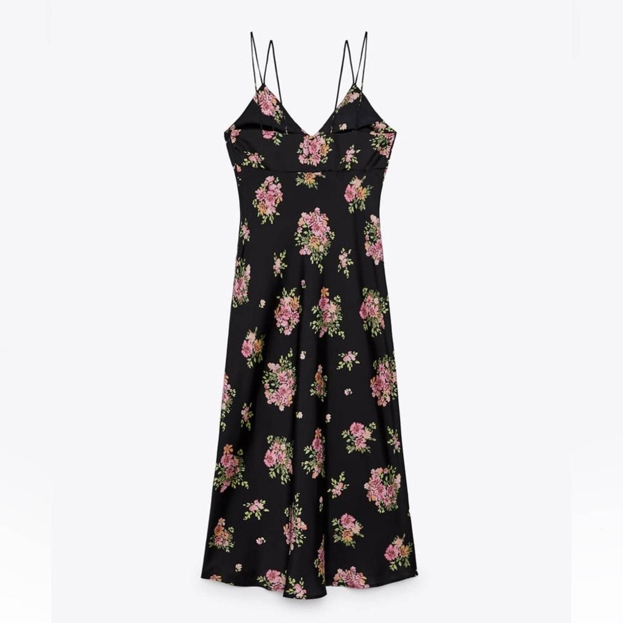 Zara Floral Print MIDI Slip Dress,Side Zip... - Depop