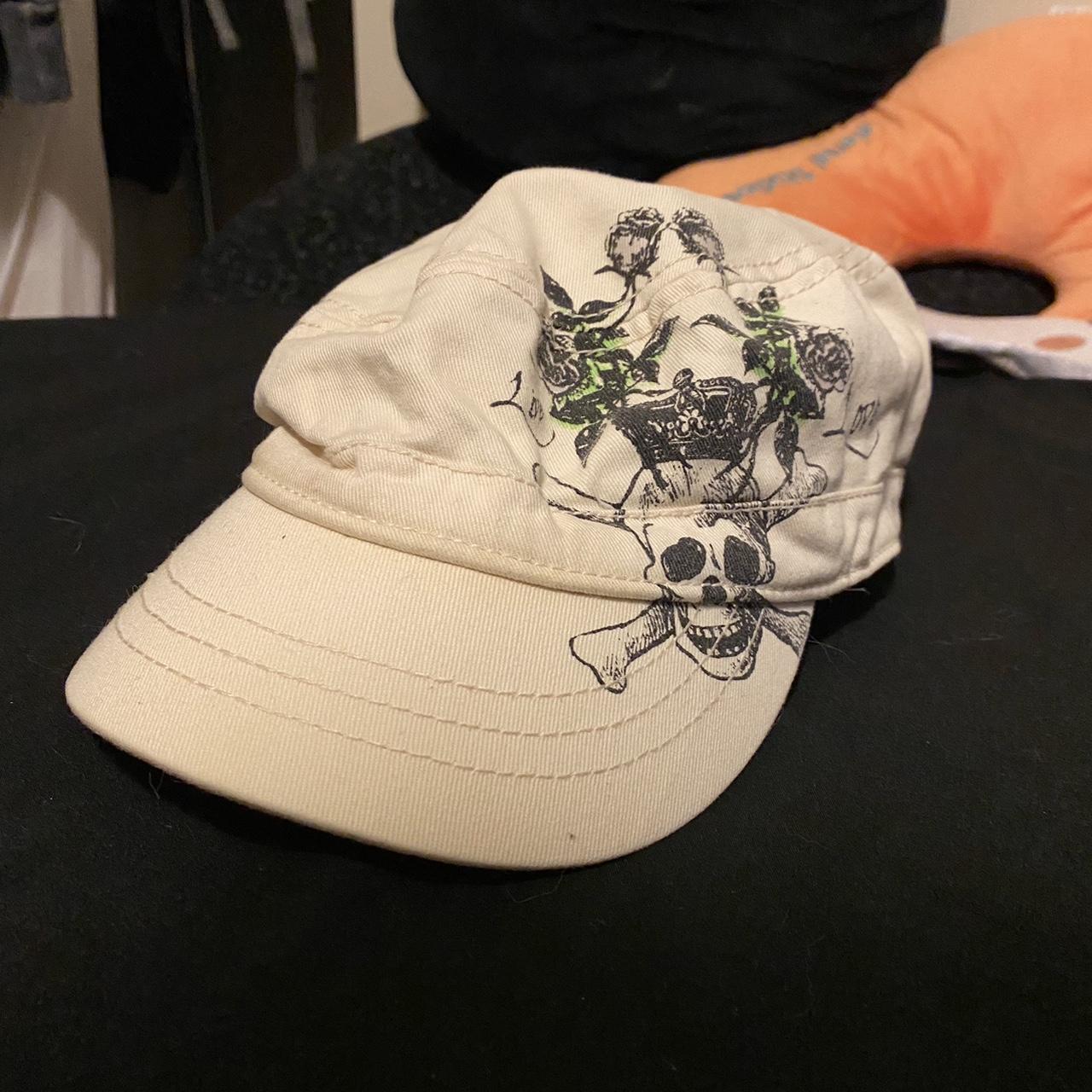 Cute cyber grunge y2k grunge skull designs hat. #hat... - Depop