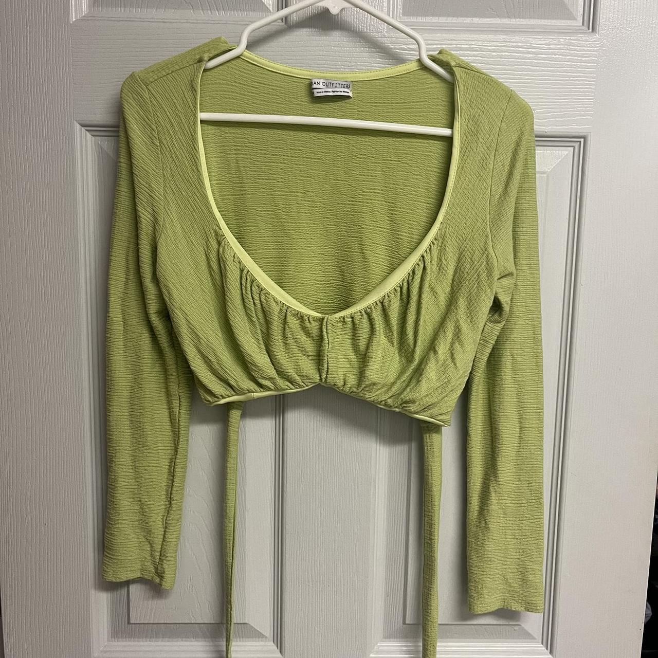 Green going-out top. The long ties on the side can... - Depop