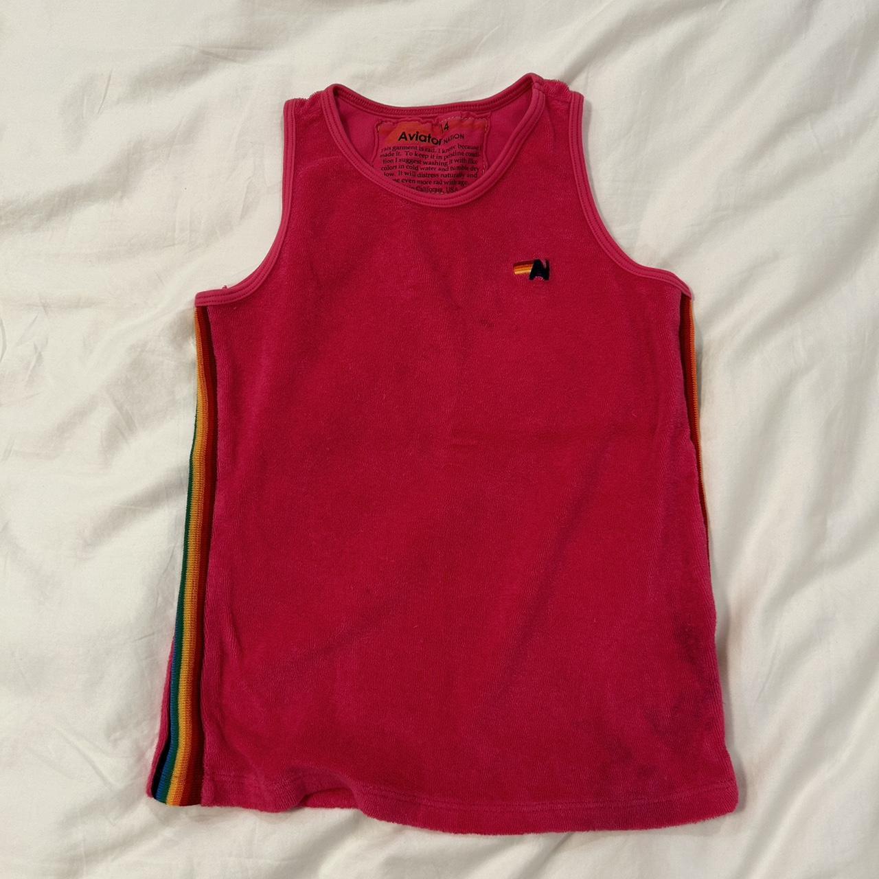 aviator nation kids pink tank top only worn... - Depop