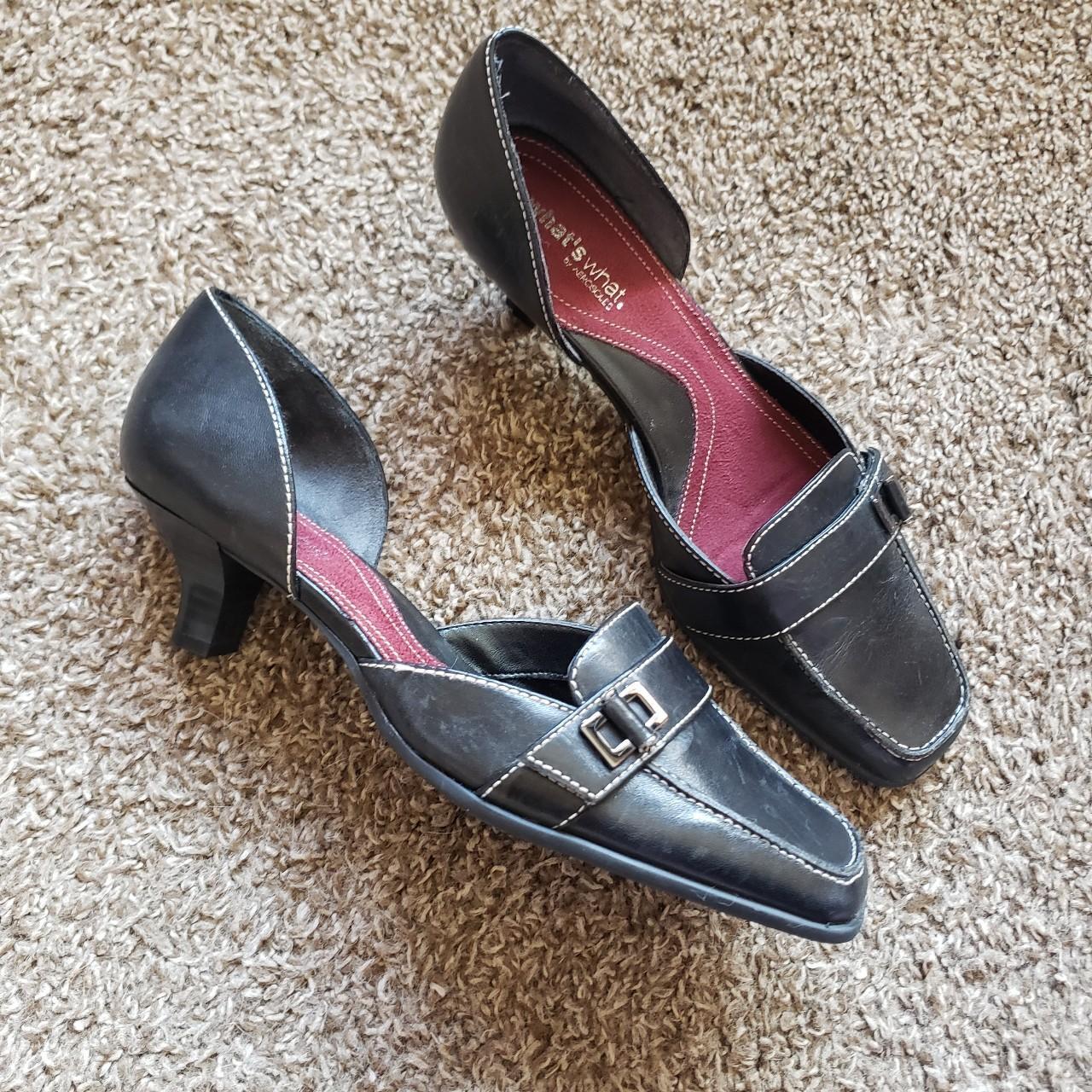 Simple Classic (Black) Leather Square Toe Kitten... | Depop