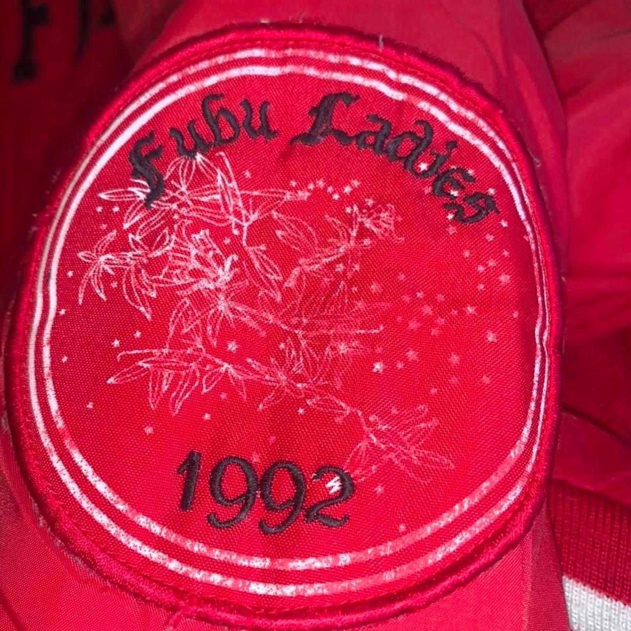 FUBU Women's Red and White Jacket | Depop