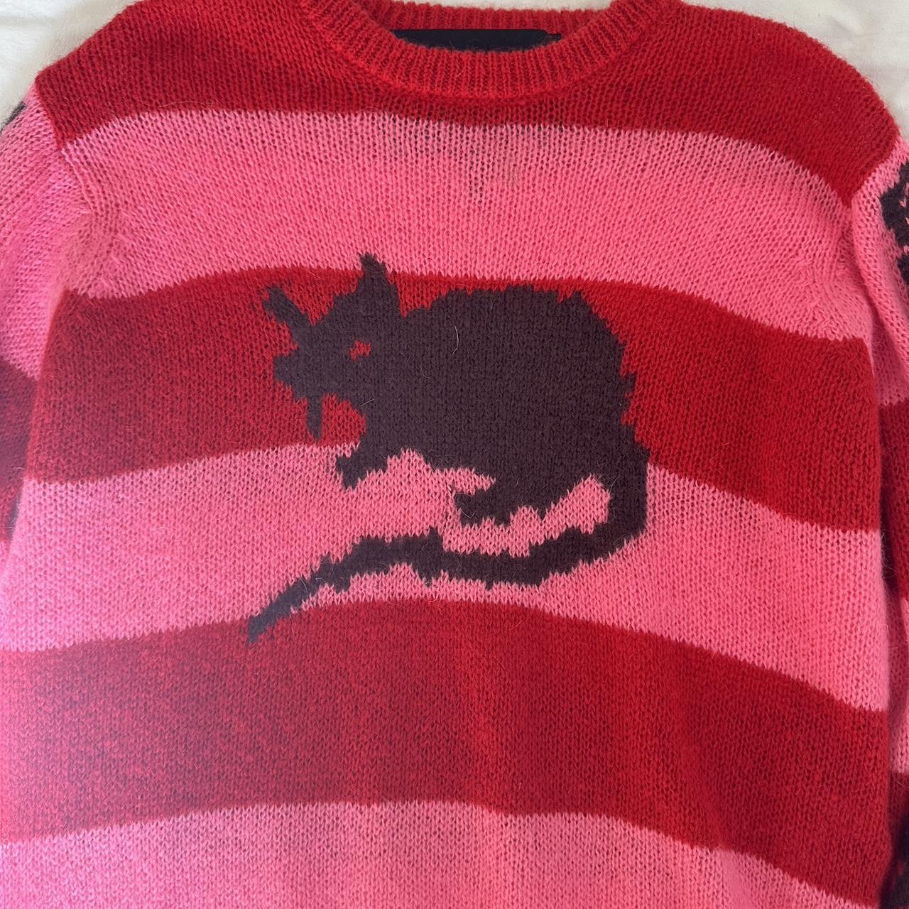 Stray Rats Women's Pink and Red Jumper | Depop