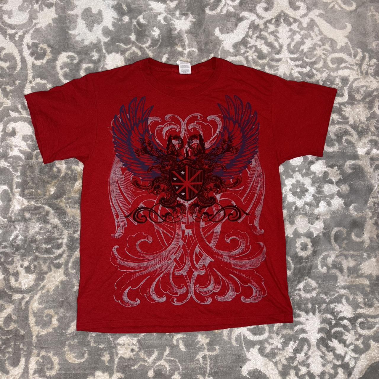 red affliction style graphic tee #affliction #y2k... - Depop