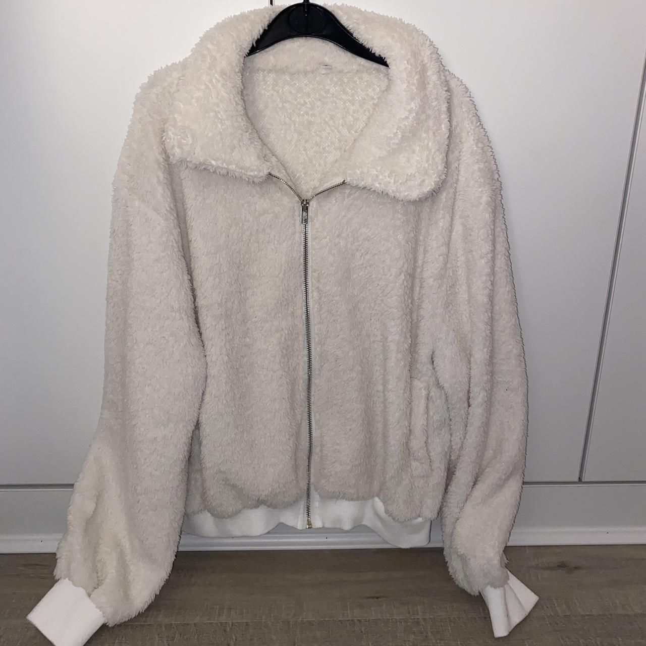 Cream / white fluffy jacket Not sure where from •... - Depop
