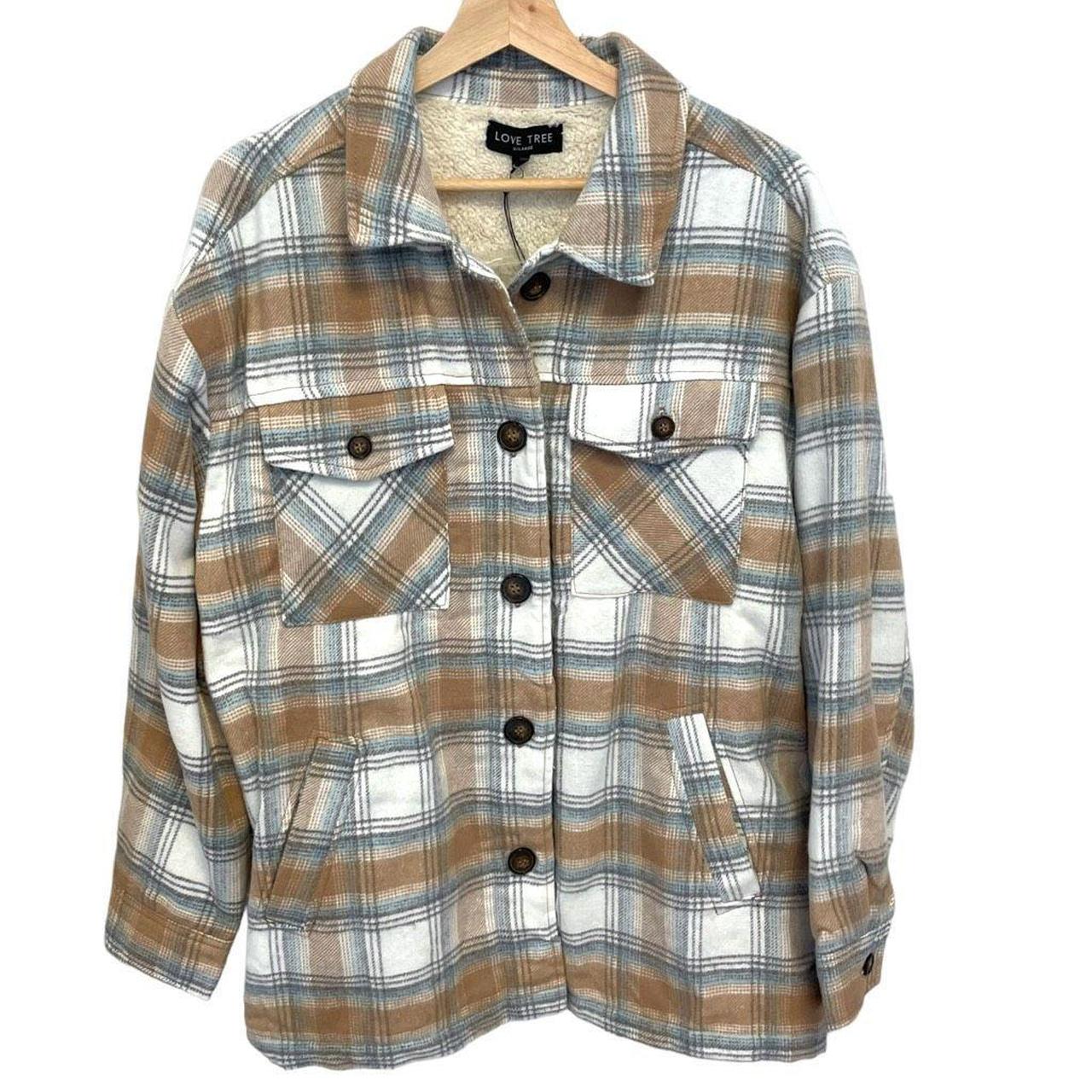 Love Tree Plaid Shacket Size XL, Measures more a... - Depop