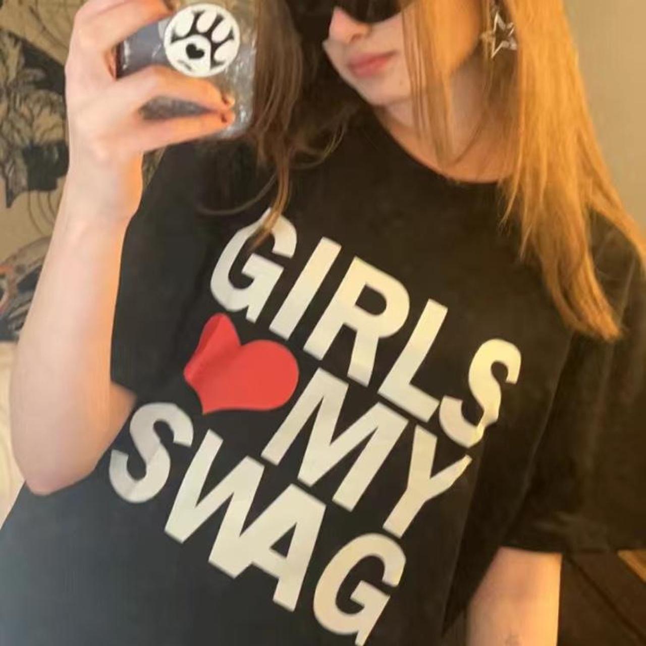 "Girls Love My Swag" Men's Casual Short Sleeve Crew... - Depop